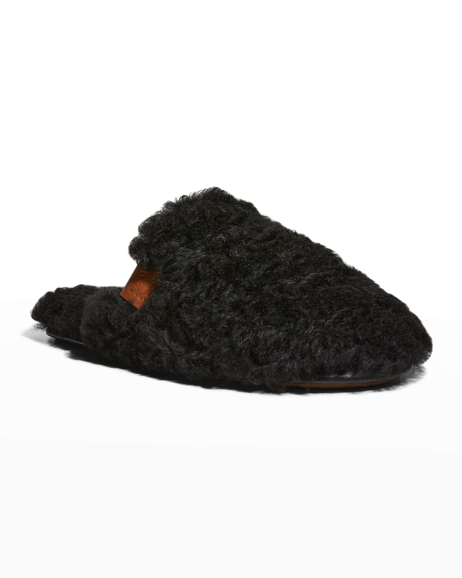 Loewe Shearling Cozy Flat Slippers | Neiman Marcus
