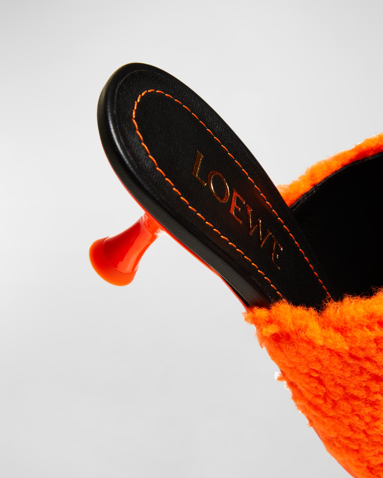 Loewe Fleece Kitten-Heel Mule Pumps | Neiman Marcus
