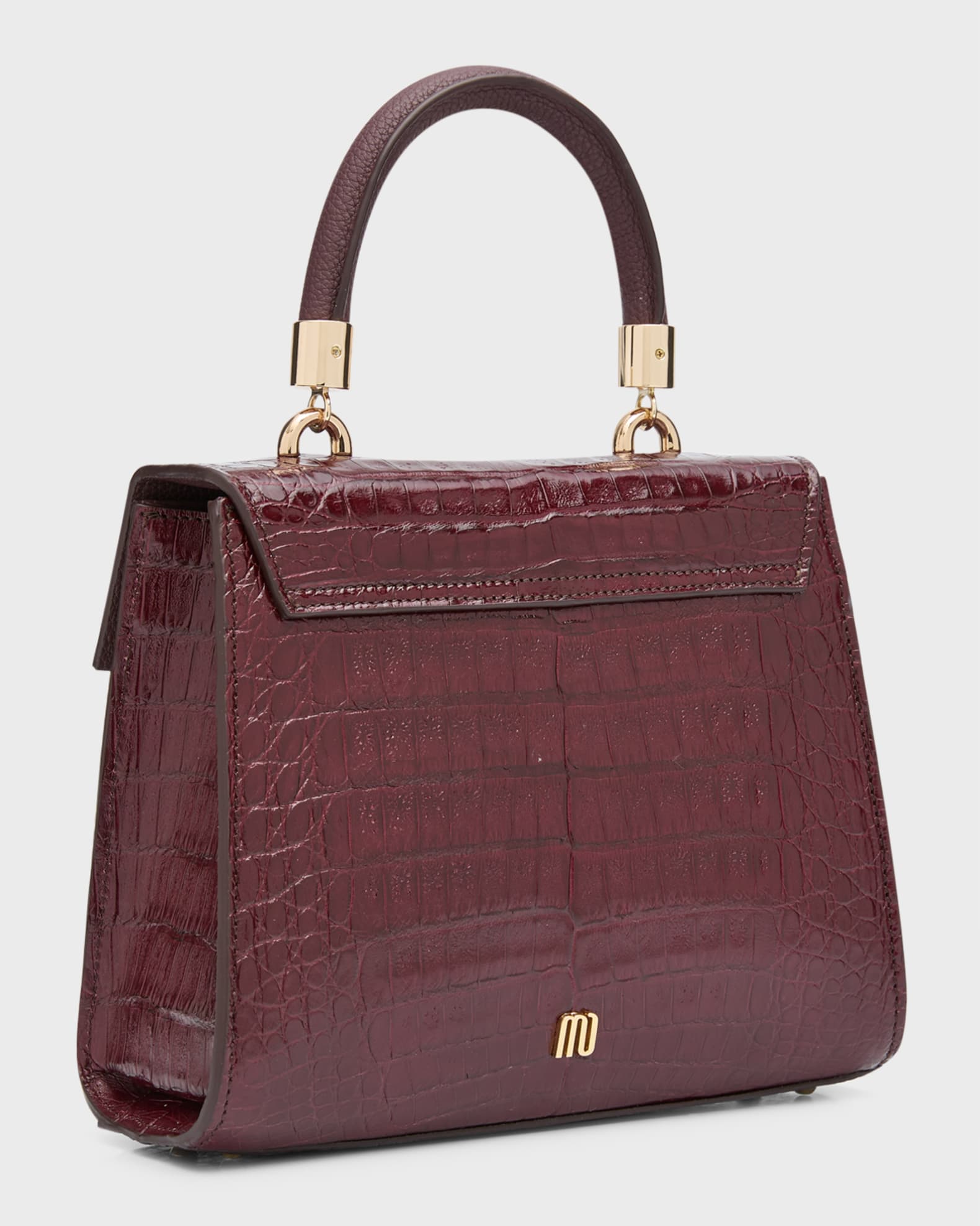 Maria Oliver Michelle Small Crocodile Top-Handle Bag with Strap ...