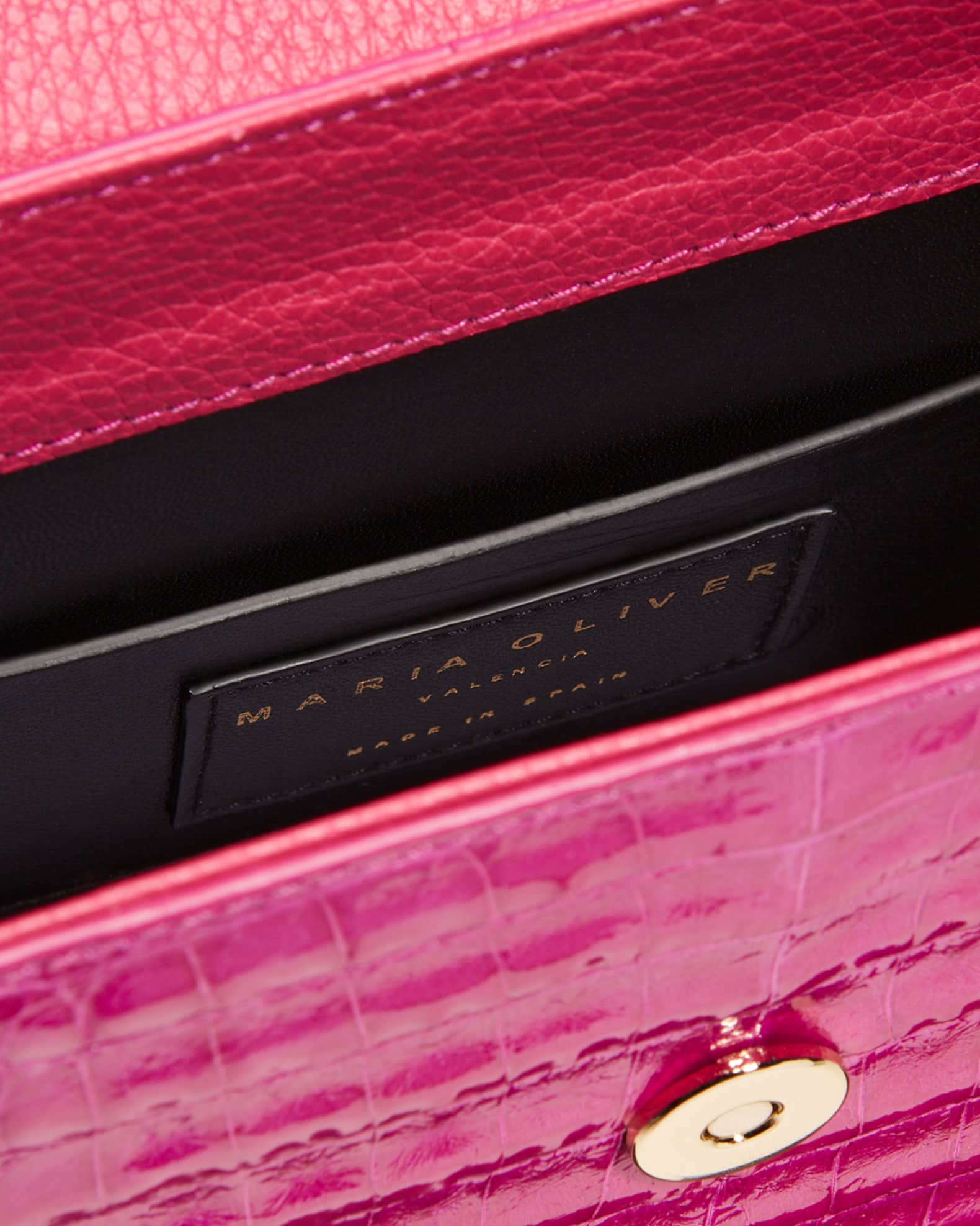 Maria Oliver Michelle Small Crocodile Top-Handle Bag with Strap ...