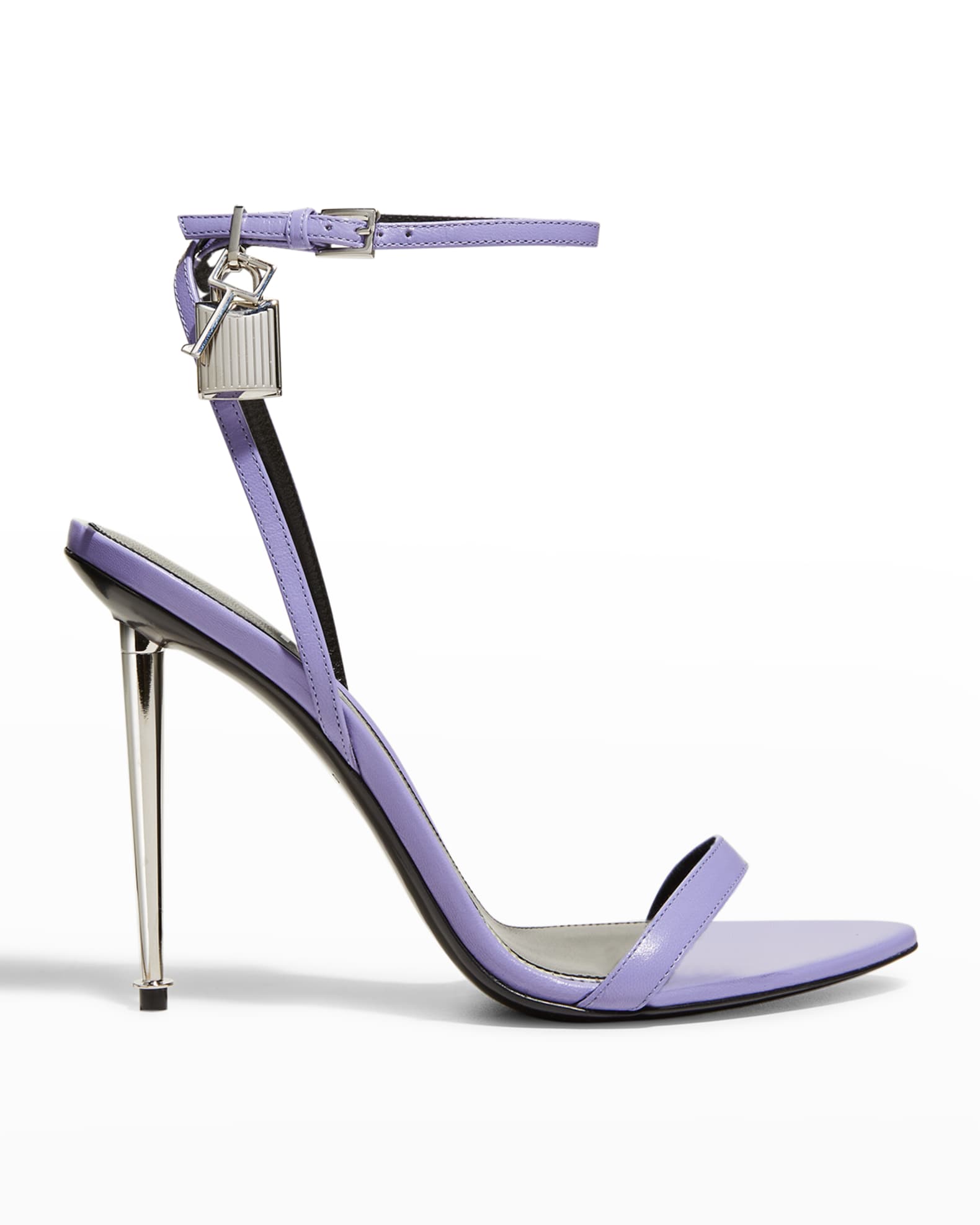 TOM FORD Lock Leather Stiletto Sandals | Neiman Marcus