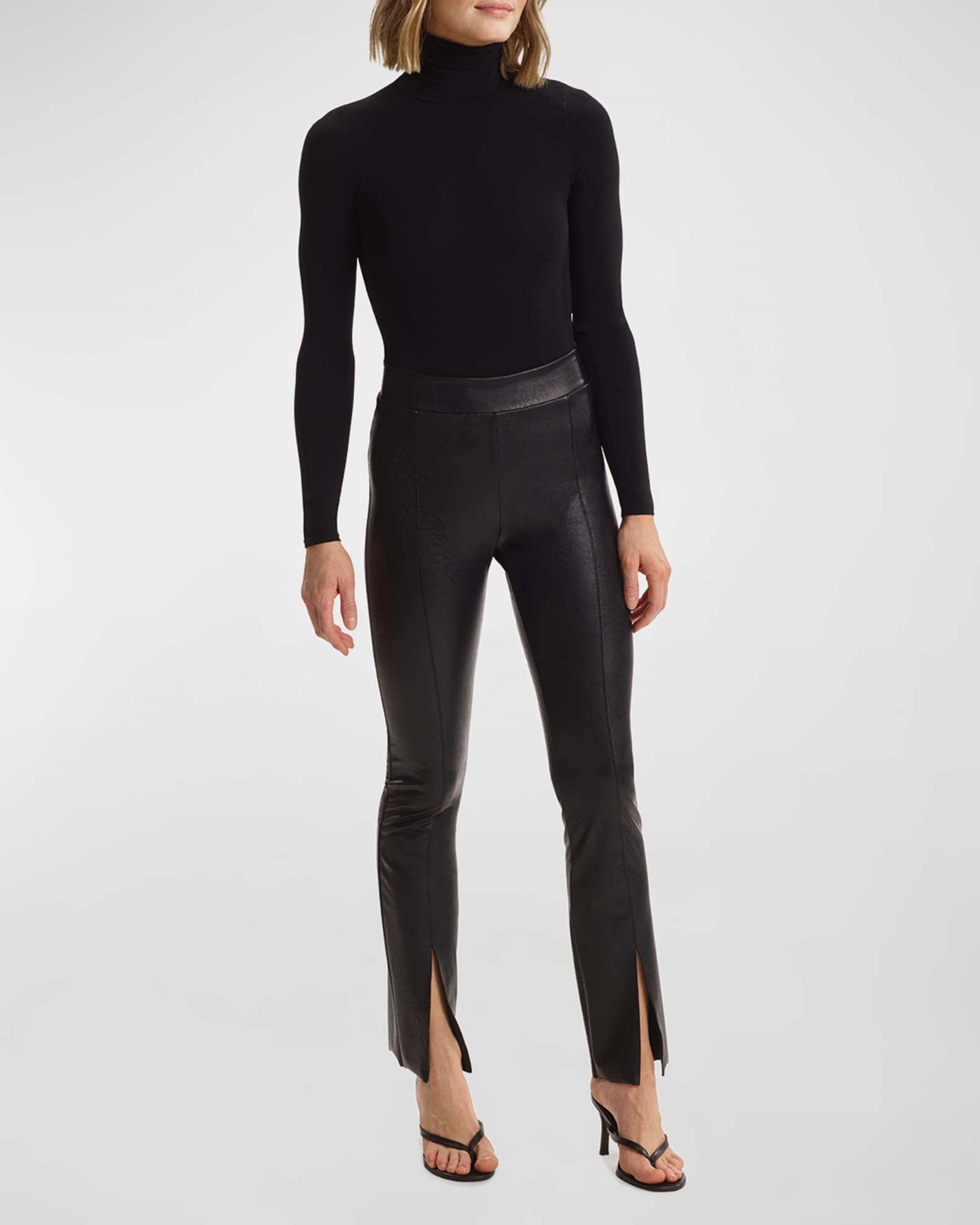 Commando Faux-Leather Split-Front Pants | Neiman Marcus