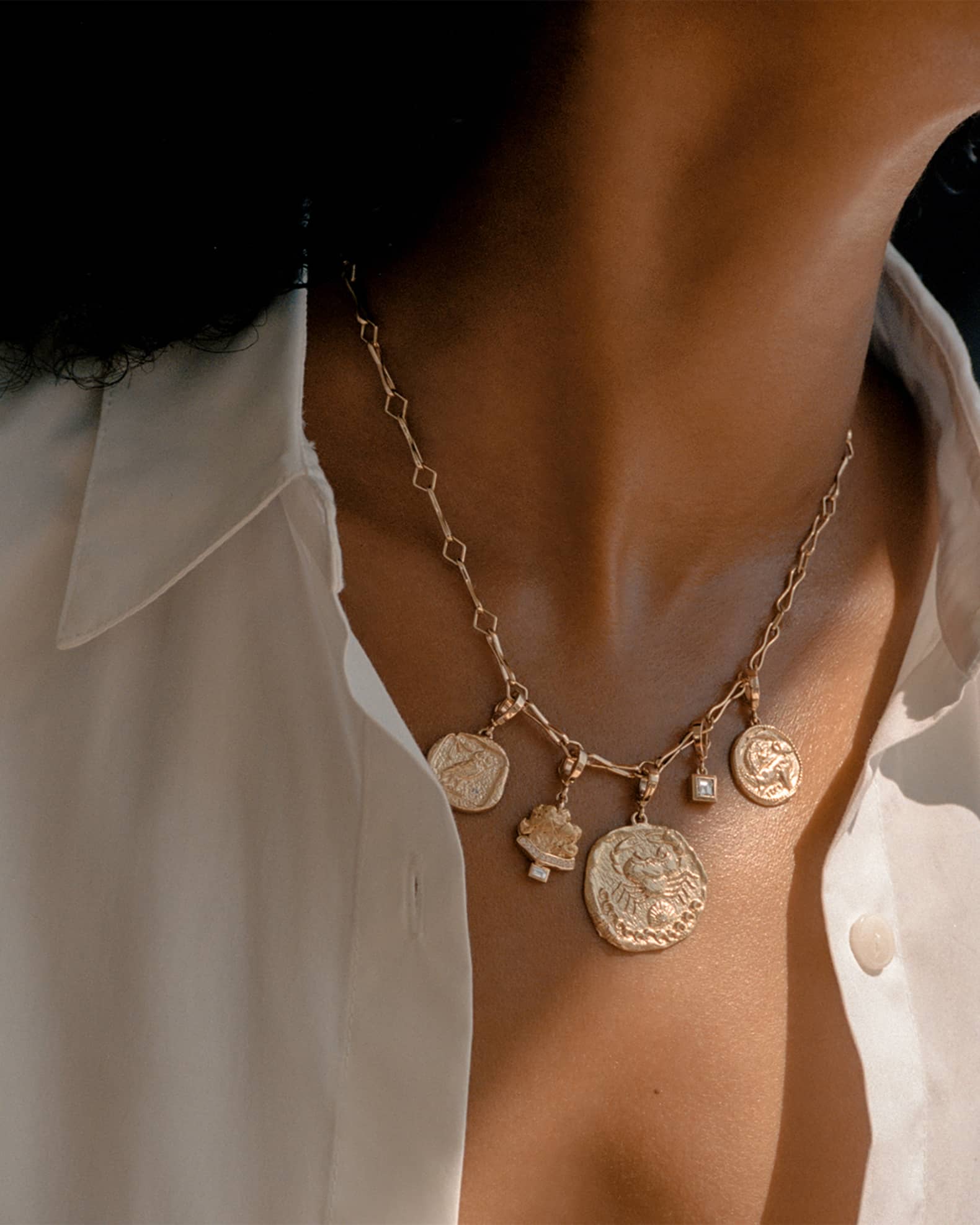 AZLEE Carre Diamond Charm | Neiman Marcus