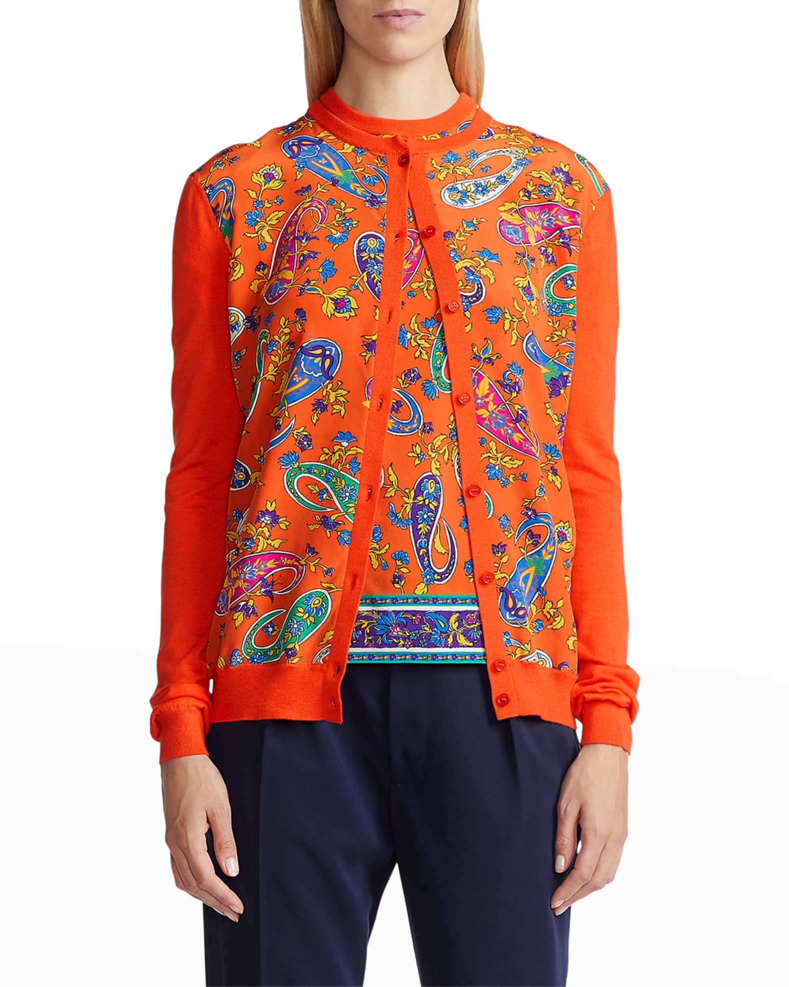 Ralph Lauren Collection Paisley-Print Cashmere Sweater Cardigan ...