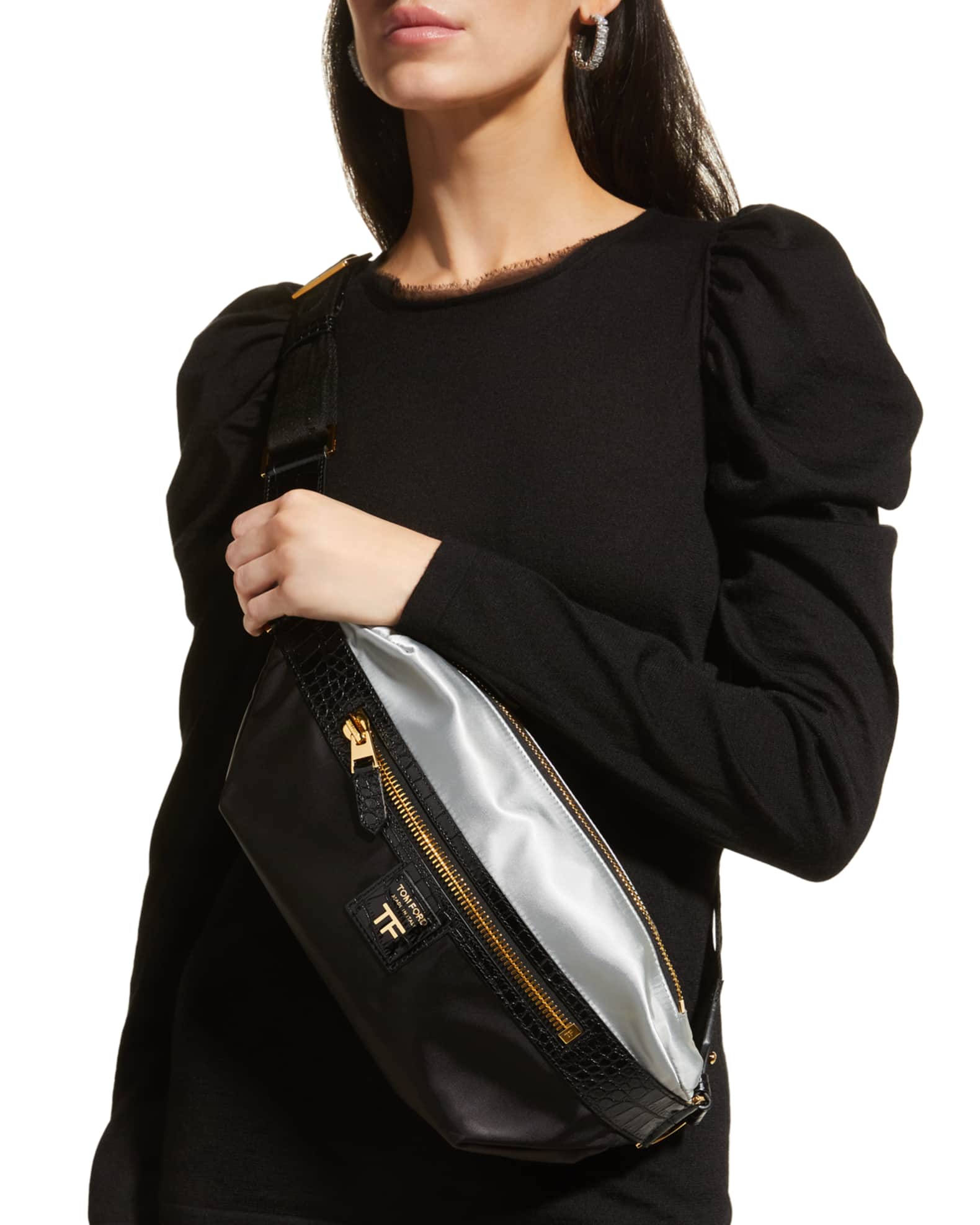 TOM FORD Lux Croc-Embossed Nylon Belt Bag | Neiman Marcus