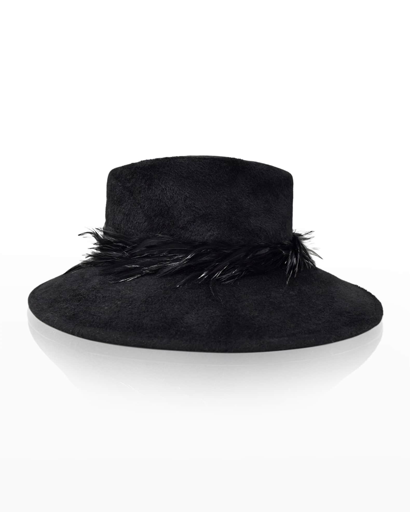 Gigi Burris Merle Large-Brim Hackel Feather & Felt Fedora Hat | Neiman ...