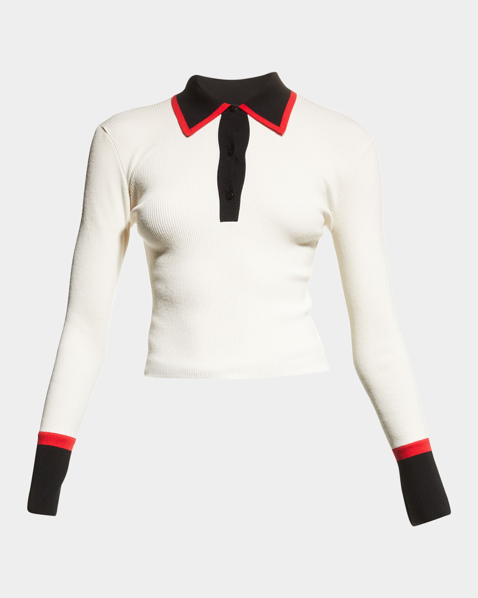 Alice + Olivia Pia Ribbed Polo Shirt | Neiman Marcus