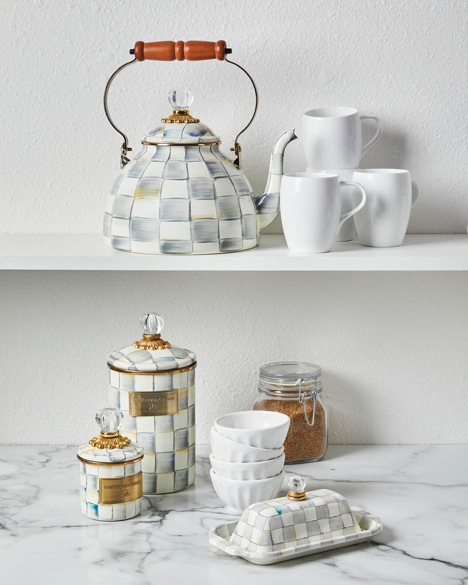 MacKenzie-Childs Sterling Check Tea Kettle, 3qt. | Neiman Marcus