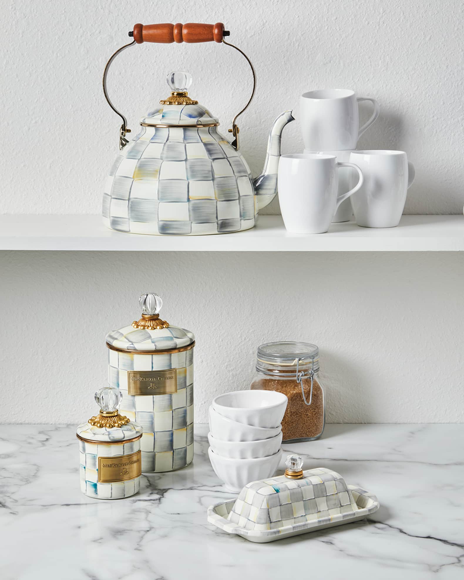 MacKenzie-Childs Sterling Check Mini Canister | Neiman Marcus