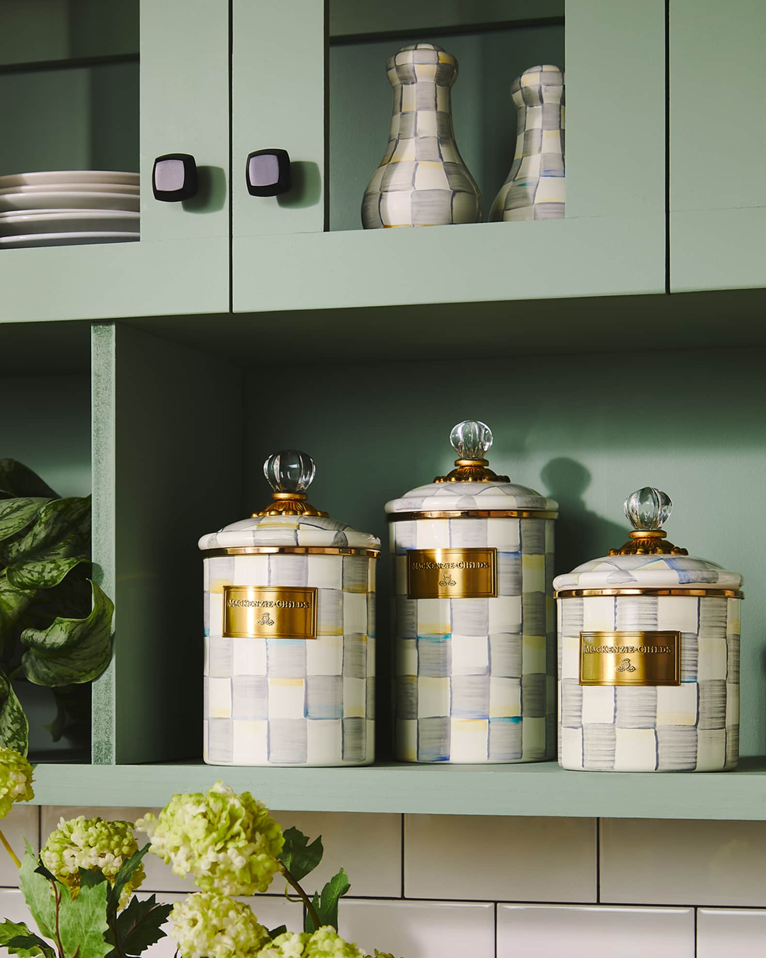 MacKenzie-Childs Medium Sterling Check Canister | Neiman Marcus