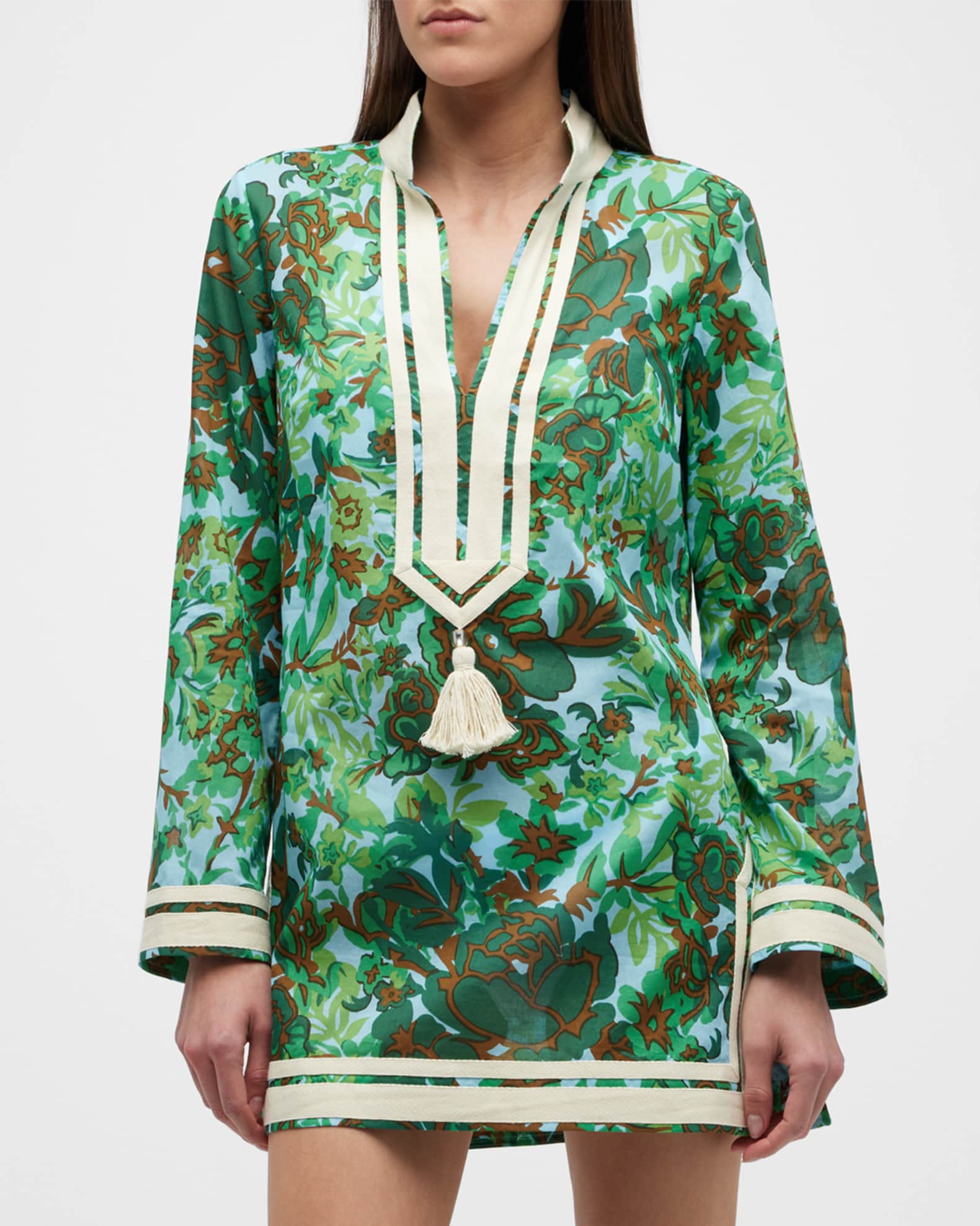 Tory Burch Tory Printed Cotton Voile Coverup Tunic | Neiman Marcus