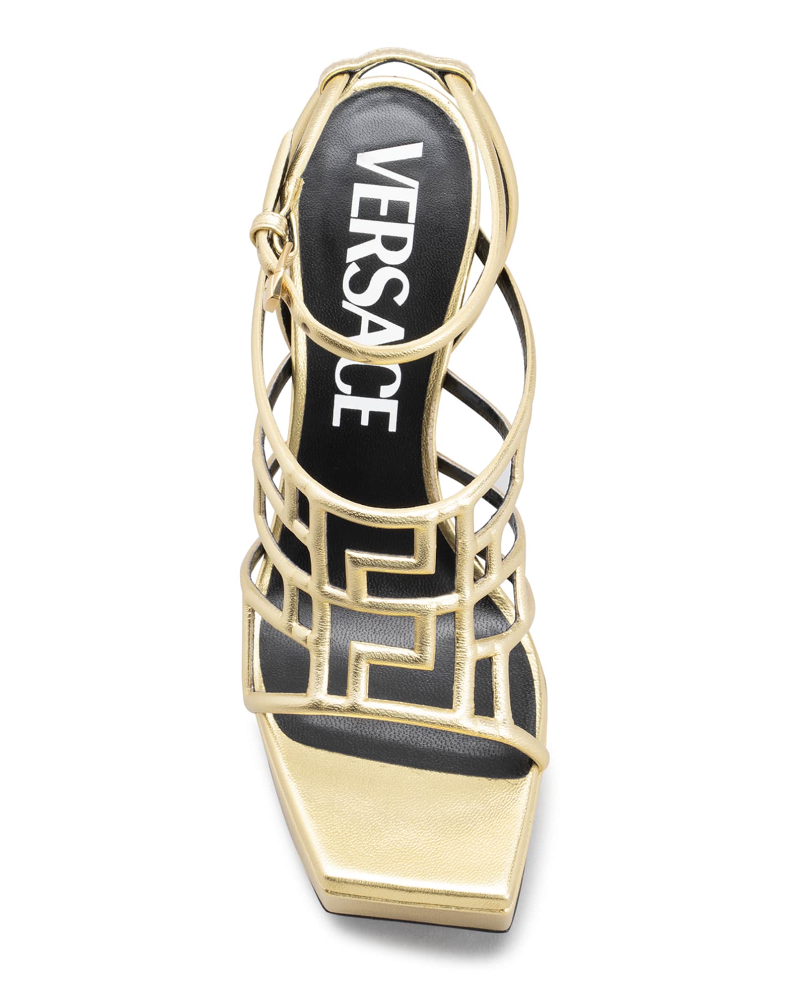 Versace Greca Maze Metallic Platform Sandals | Neiman Marcus