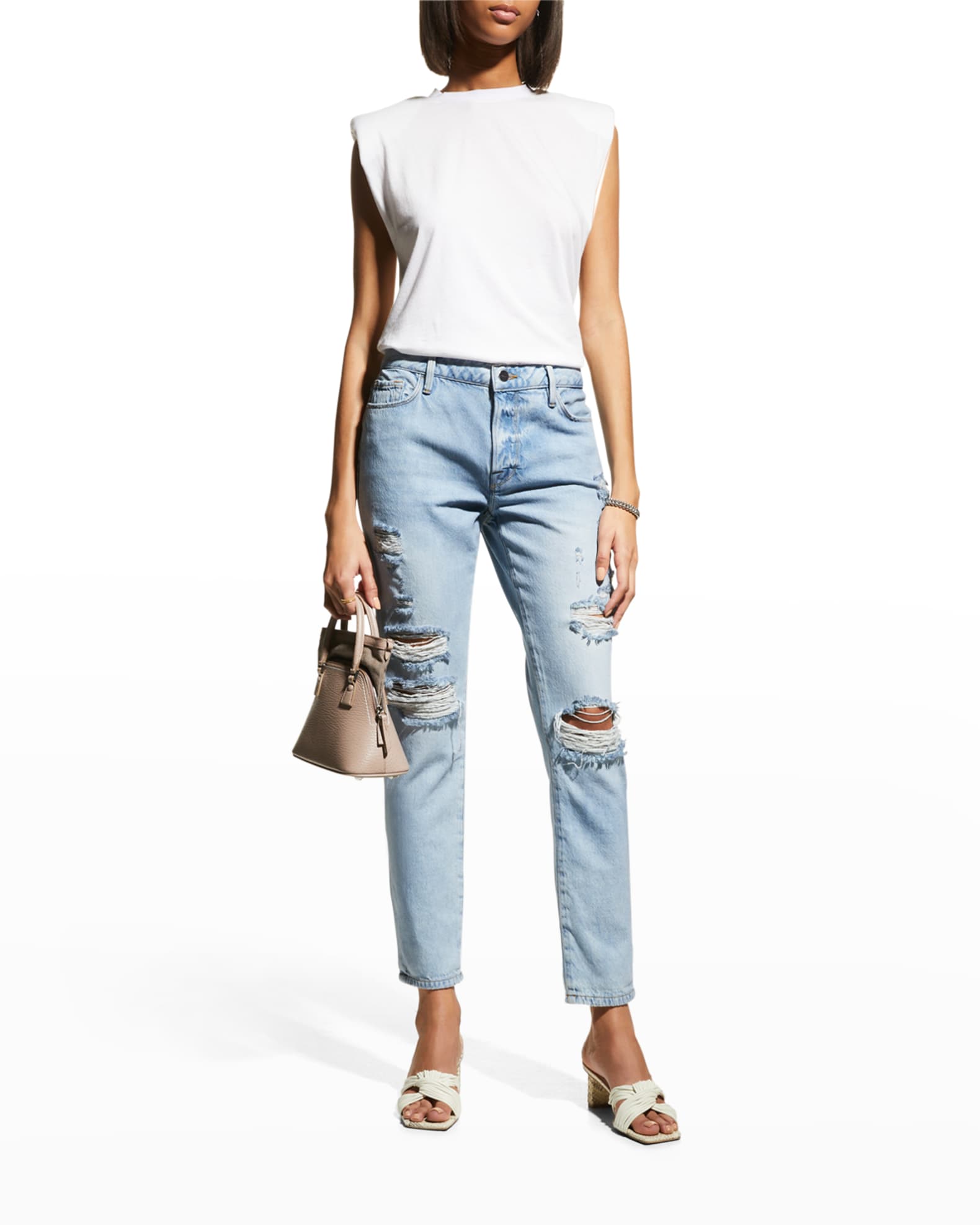 FRAME Le Garcon Distressed Jeans | Neiman Marcus