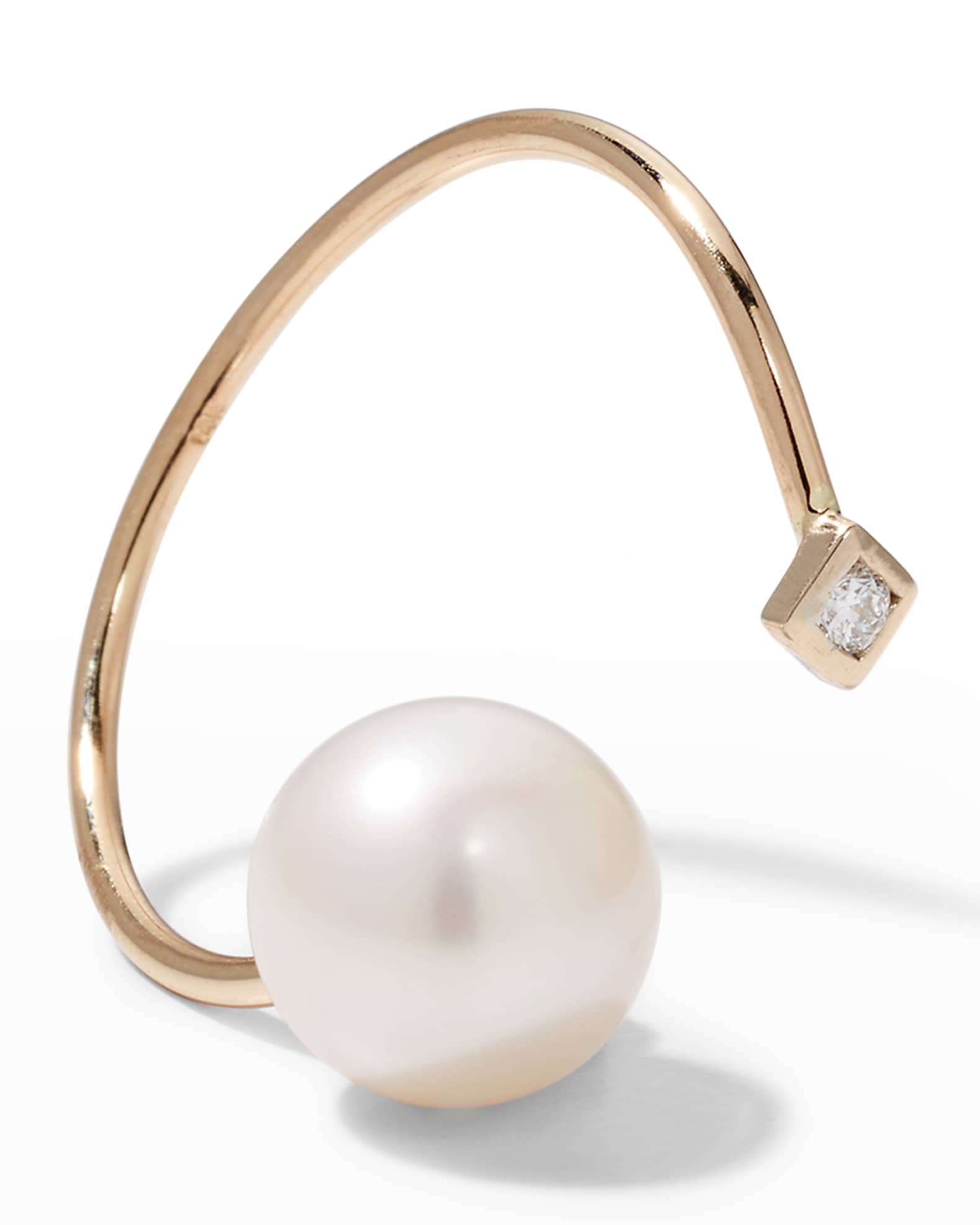 POPPY FINCH Diamond and Pearl Open Ring | Neiman Marcus