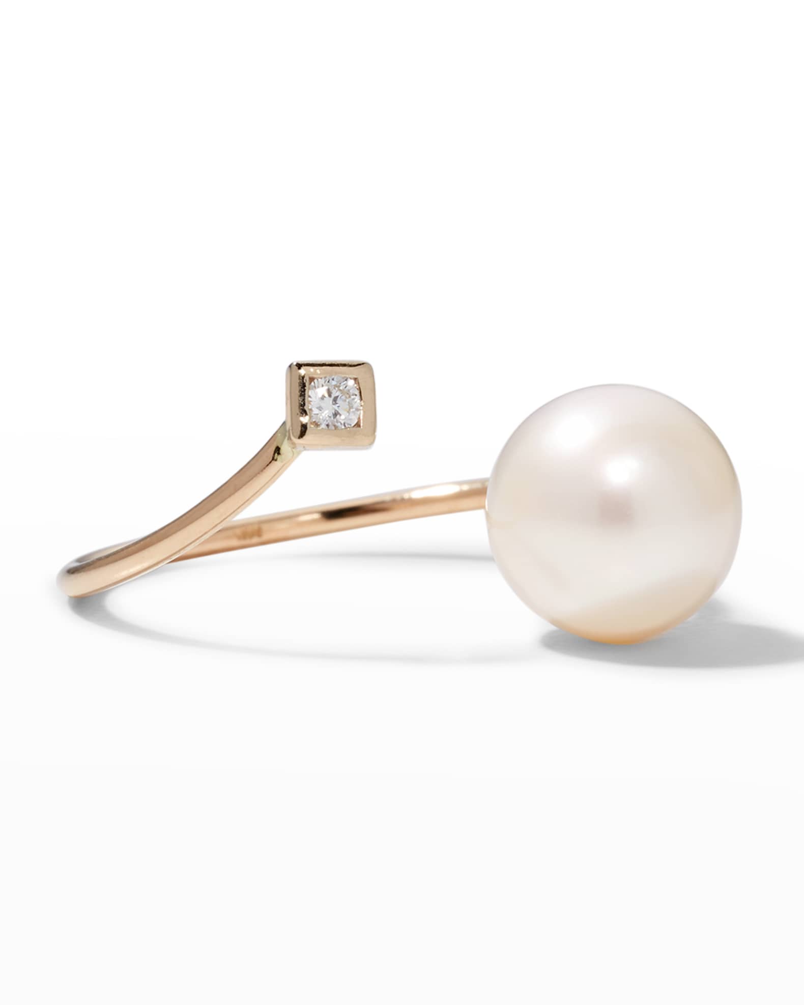 POPPY FINCH Diamond and Pearl Open Ring | Neiman Marcus