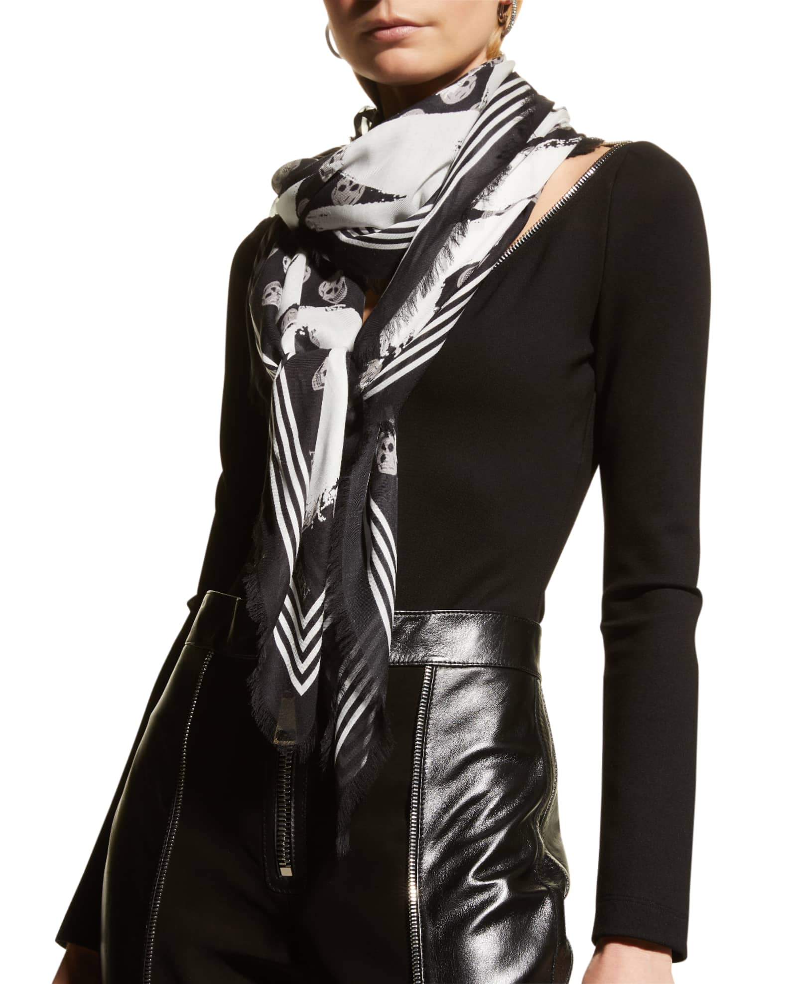 Alexander McQueen Graffiti Logo Skull Biker Scarf | Neiman Marcus