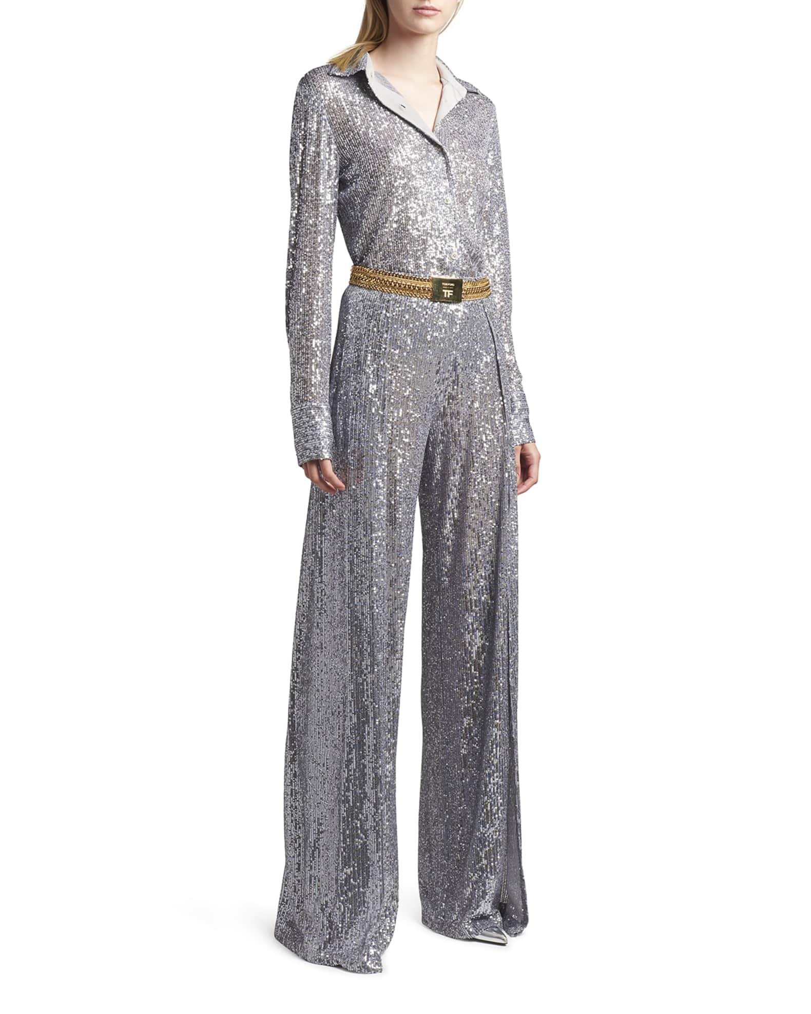 TOM FORD Sequin Wide-Leg Pants | Neiman Marcus
