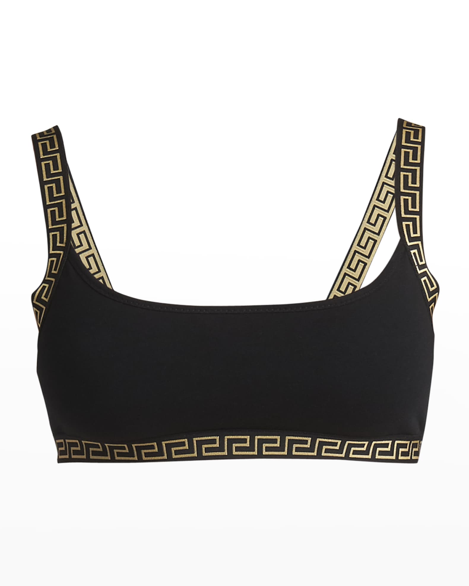 Versace Greca Border Cotton Jersey Bralette | Neiman Marcus
