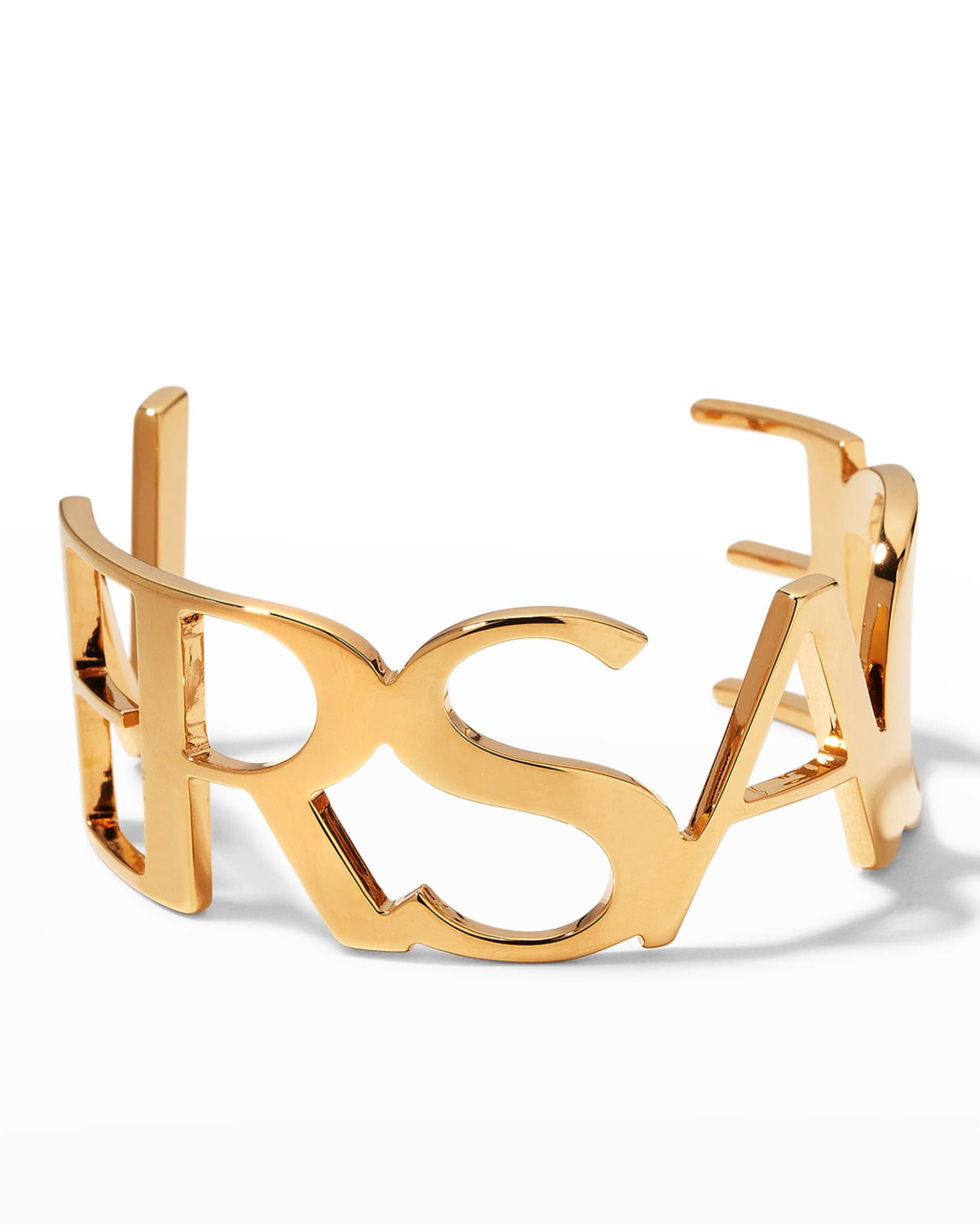 Versace Logo Text Cuff Bracelet | Neiman Marcus