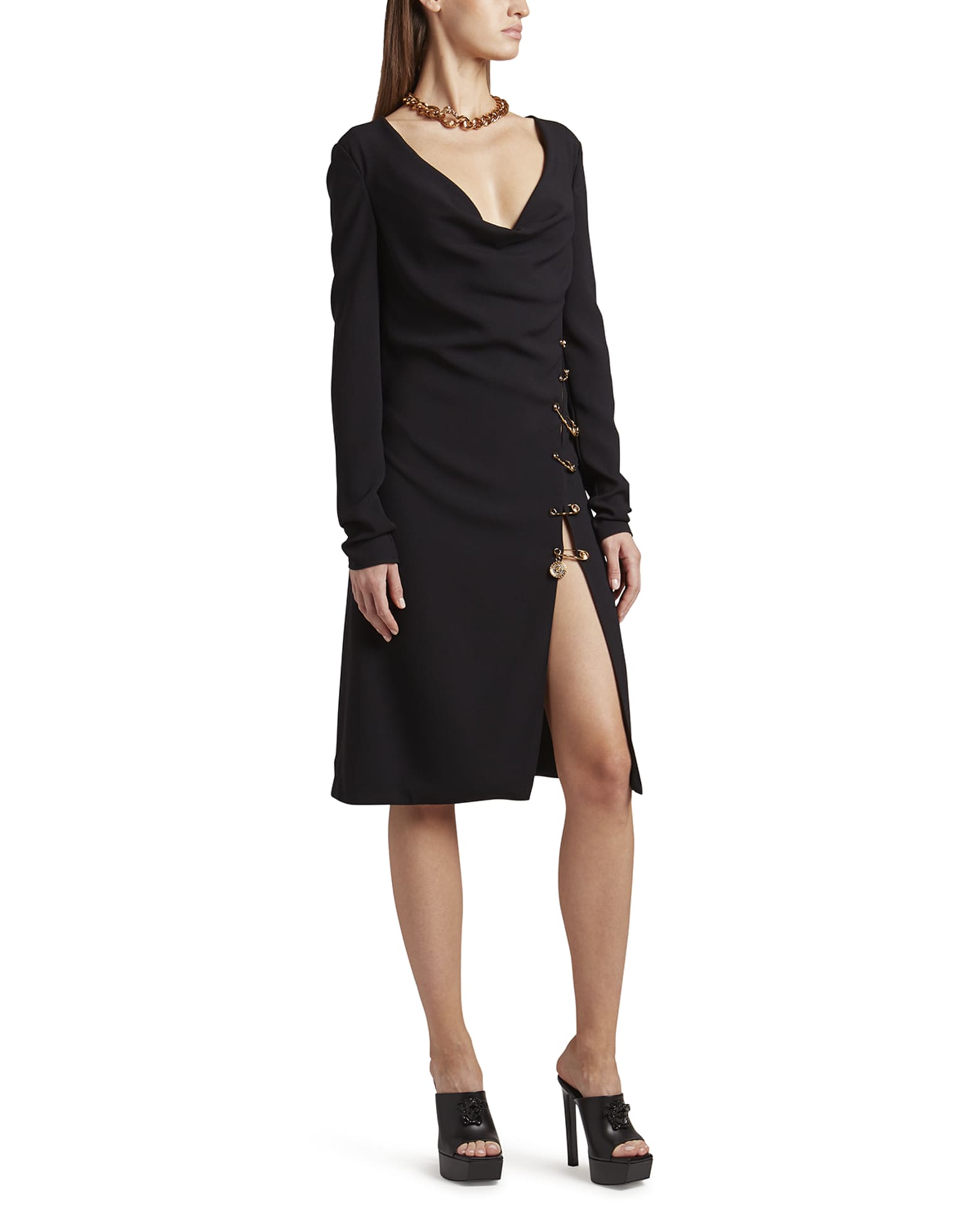 Versace Safety-Pin Slit Dress | Neiman Marcus