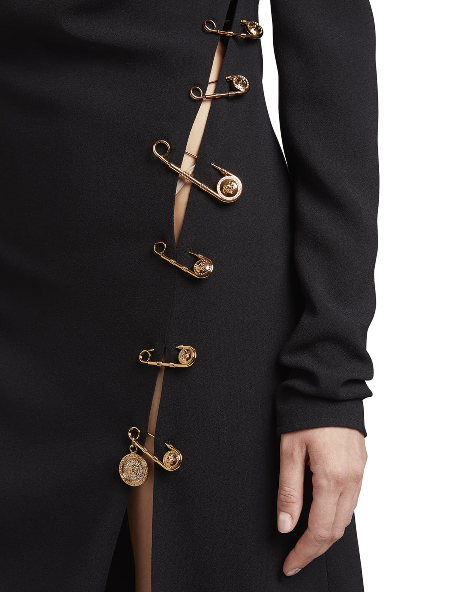 Versace Safety-Pin Slit Dress | Neiman Marcus