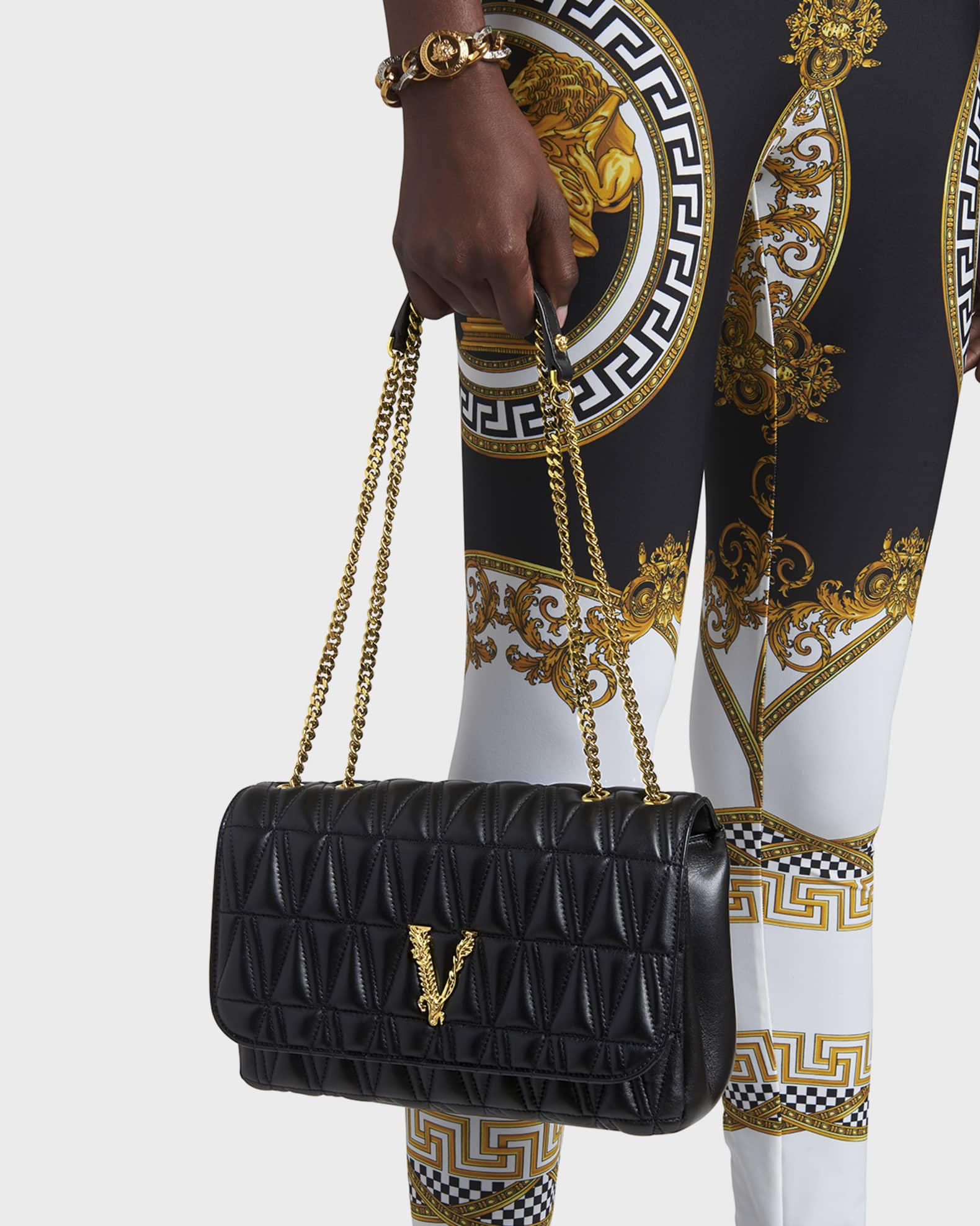Versace Virtus Quilted Shoulder Bag | Neiman Marcus