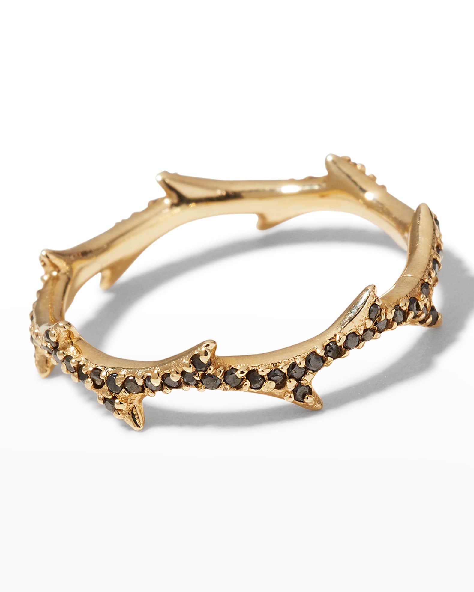 DRU. Pave Black Diamond Crown of Thorns Ring, Size 7 | Neiman Marcus
