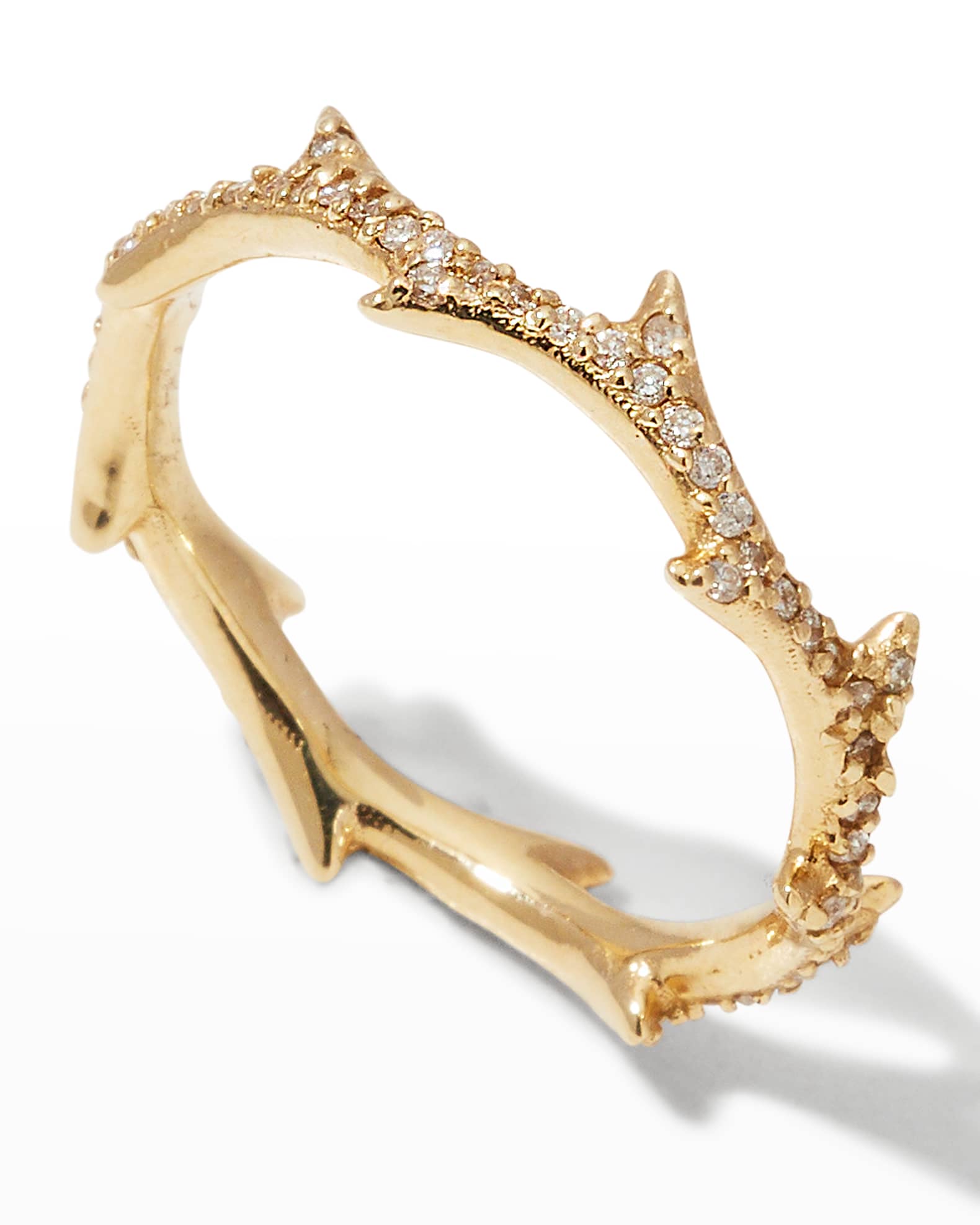 DRU. Pave White Diamond Crown of Thorns Ring, Size 7 | Neiman Marcus
