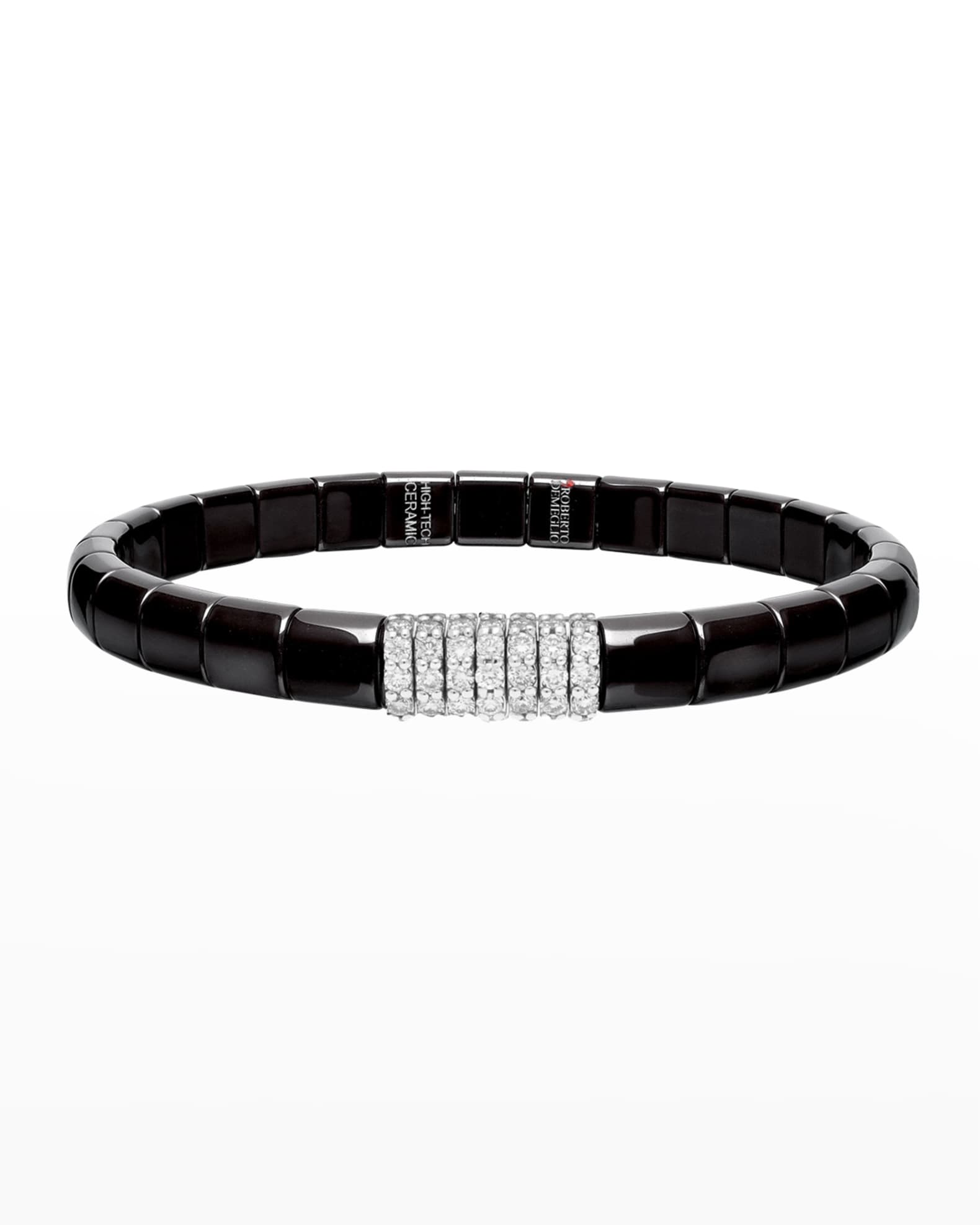 Roberto Demeglio Pura Matte Black Ceramic & 18K White Gold Bracelet with Diamonds, 0.49 tdcw ...