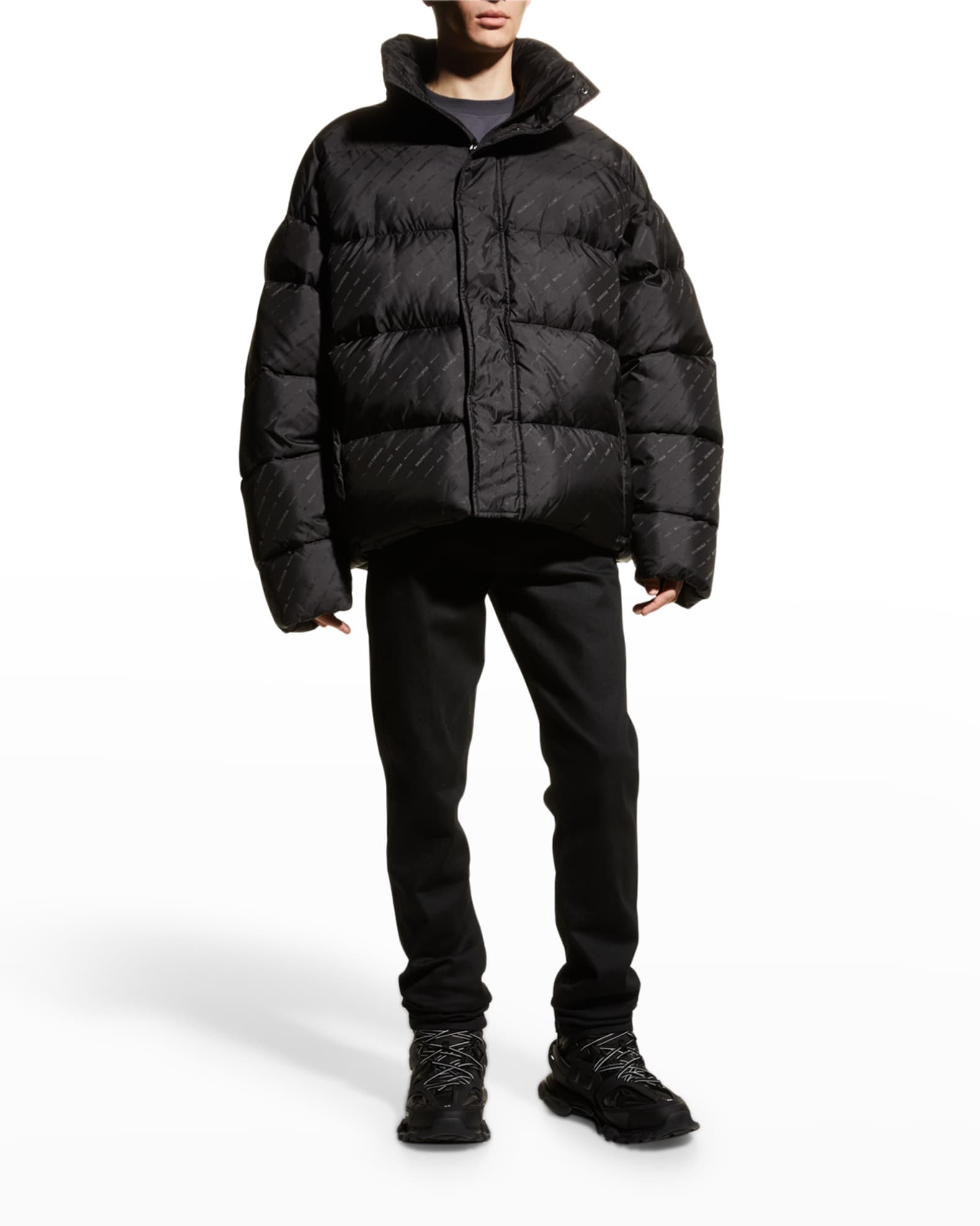 Balenciaga Men's Logo Jacquard Puffer Jacket | Neiman Marcus