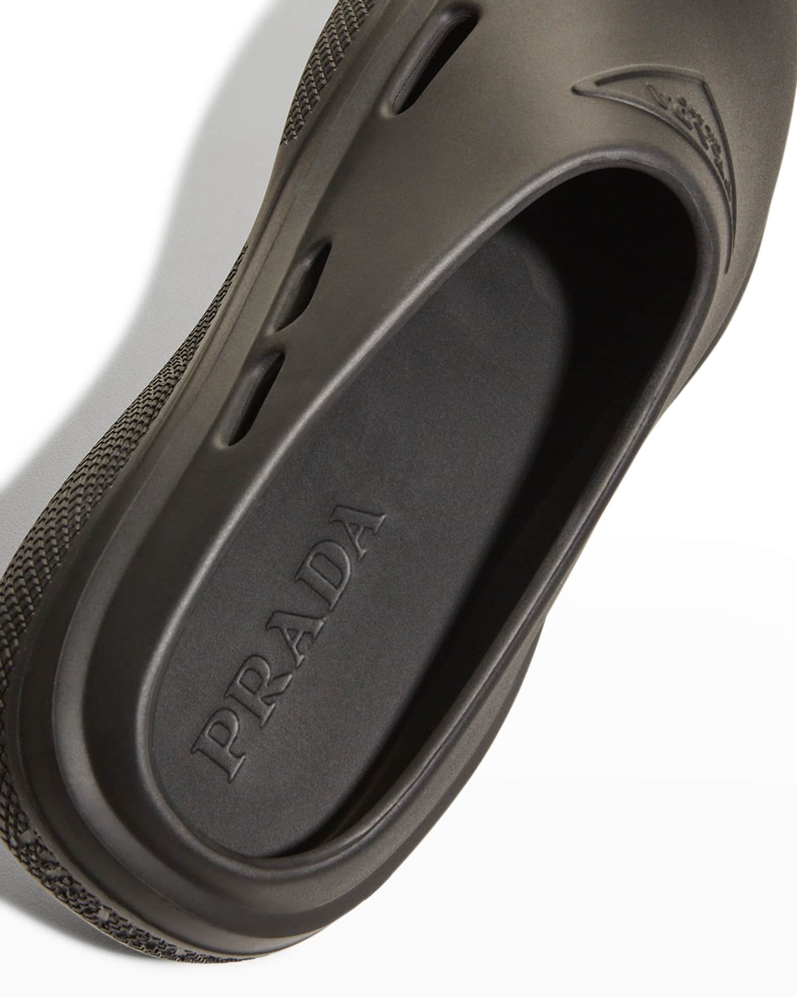 Prada Molded Rubber Comfort Mules | Neiman Marcus