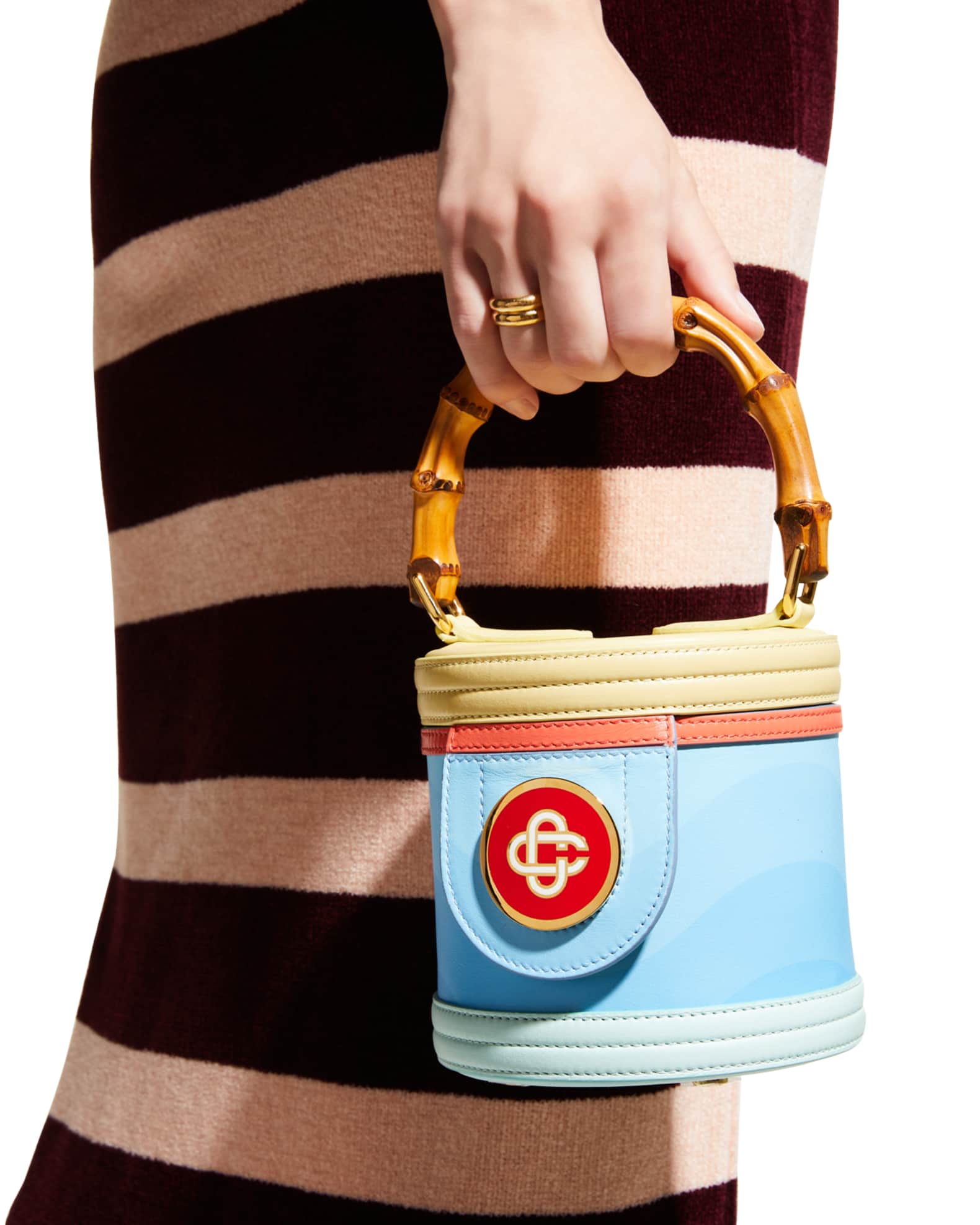 CASABLANCA Colorblock Calfskin Cylinder Top Handle Bag | Neiman Marcus