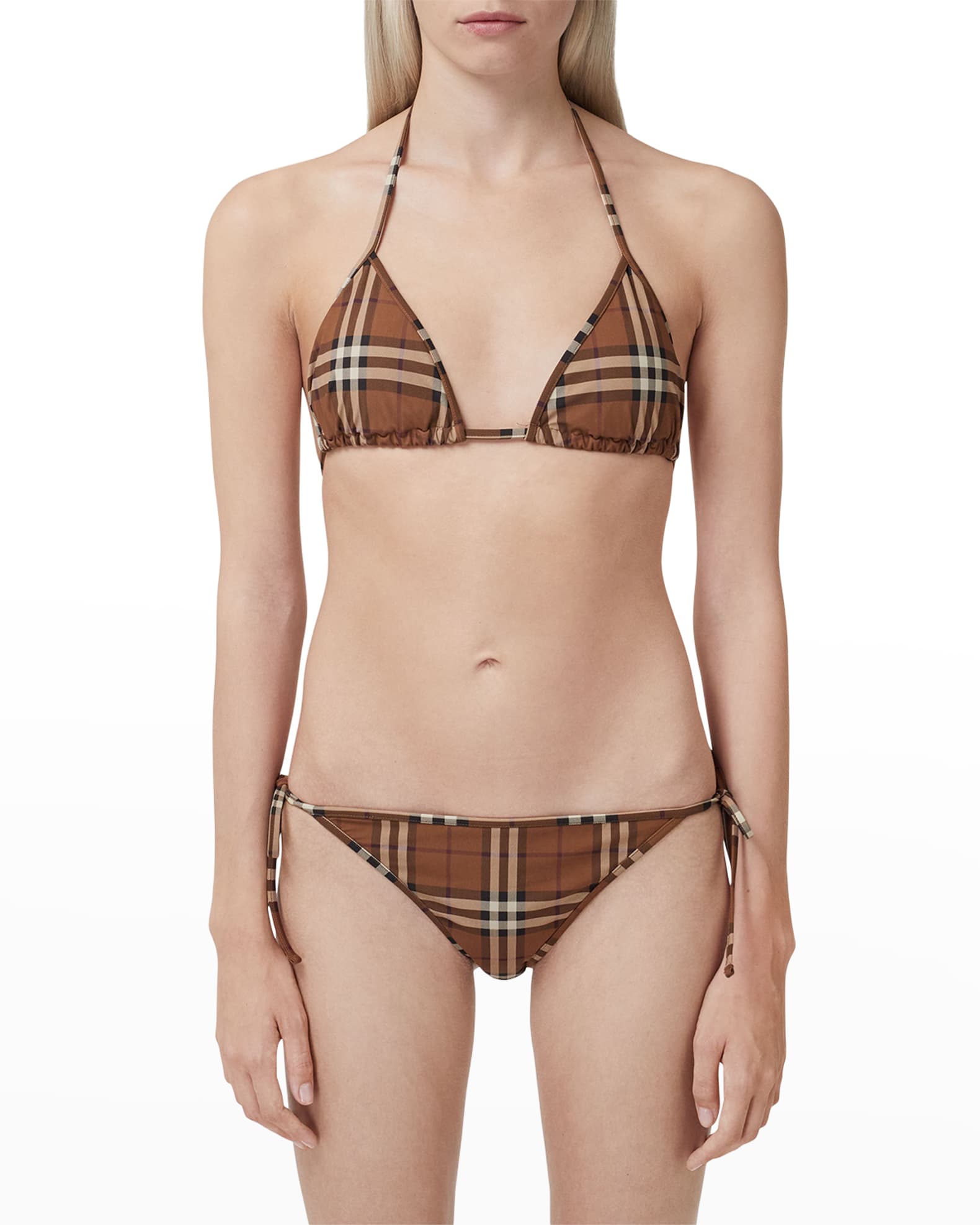 Burberry Cobb Check Triangle Two-Piece Bikini Set | Neiman Marcus