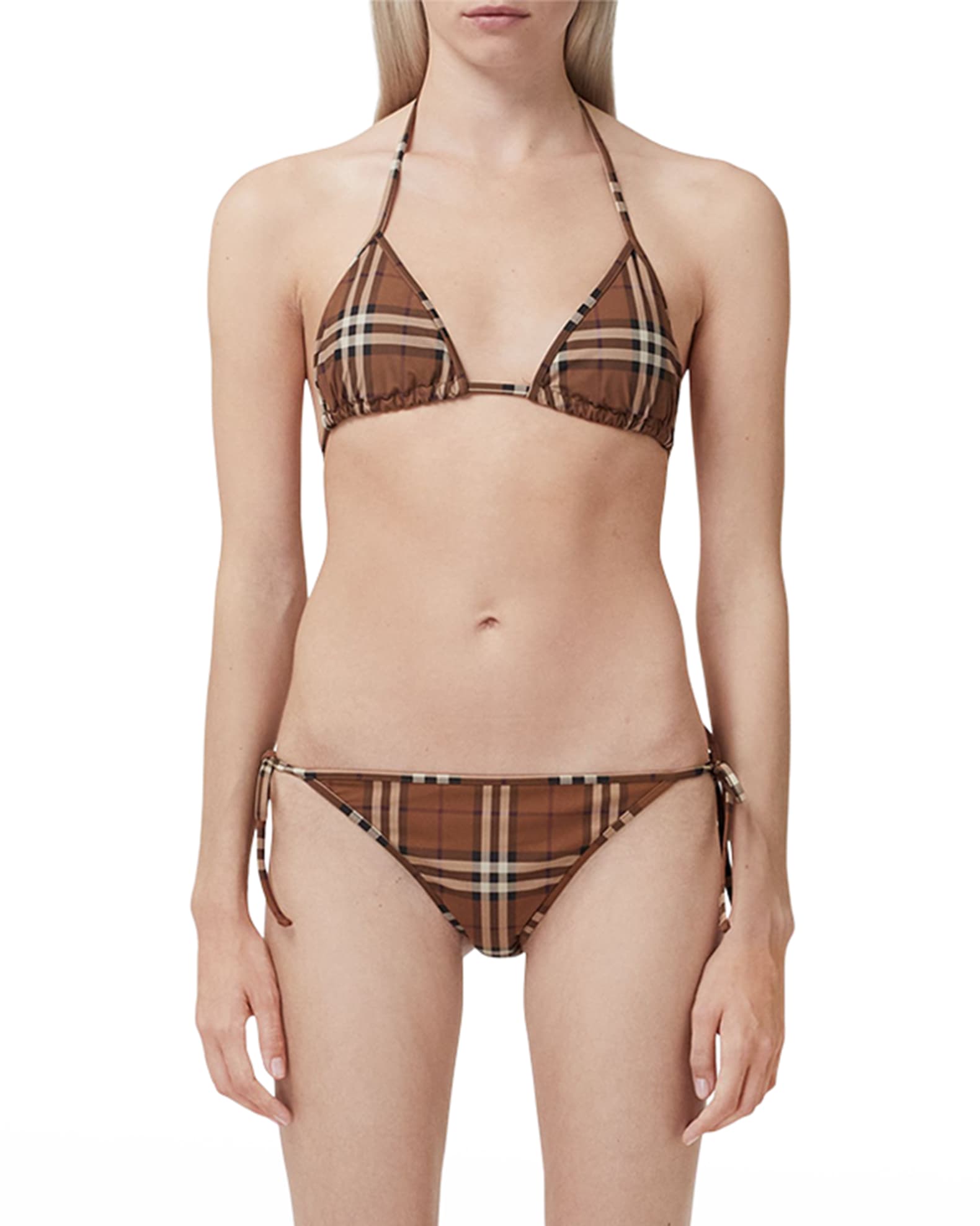 Burberry Cobb Check Triangle Two-Piece Bikini Set | Neiman Marcus