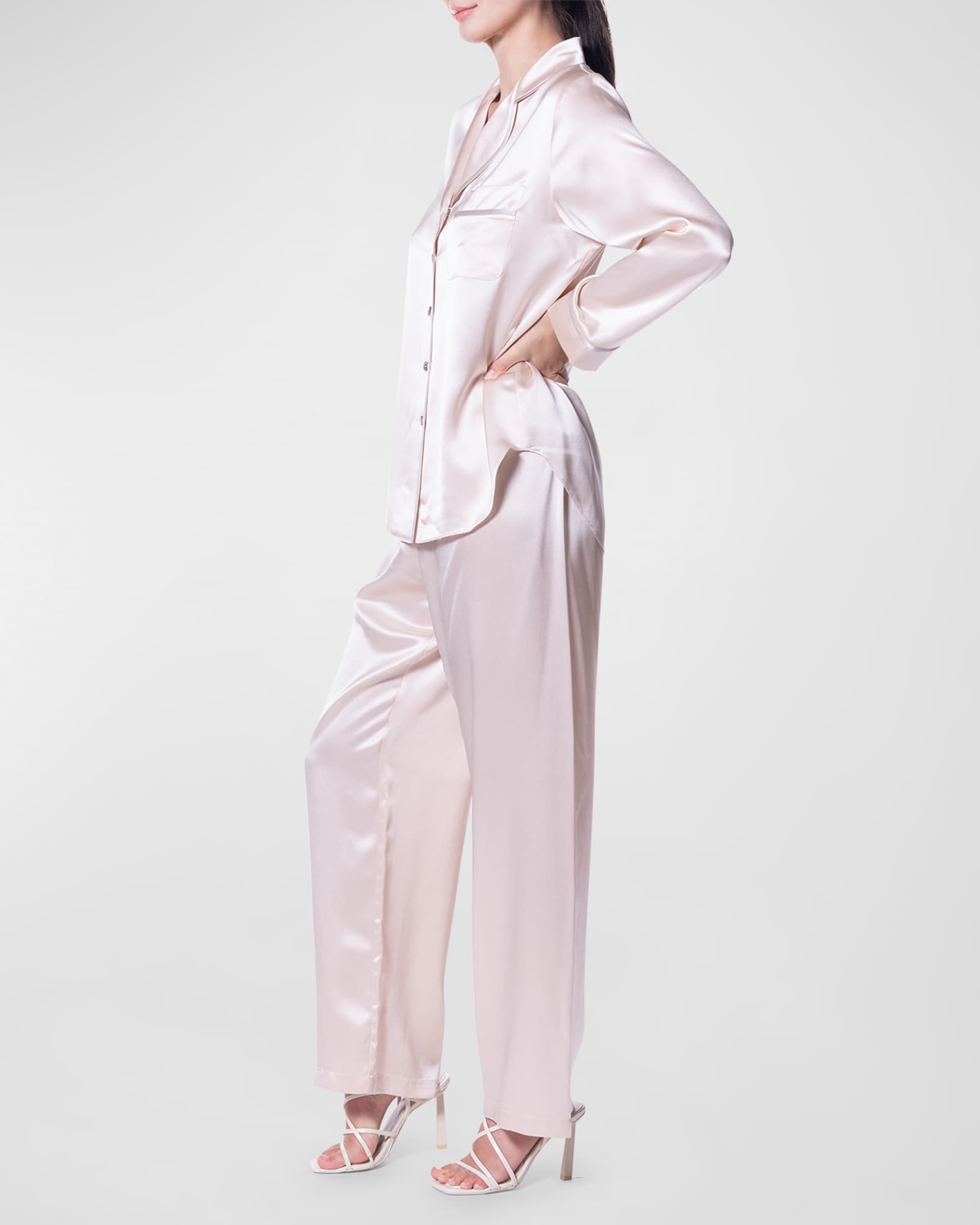 Christine Lingerie Spa Silk Satin Pajama Set | Neiman Marcus
