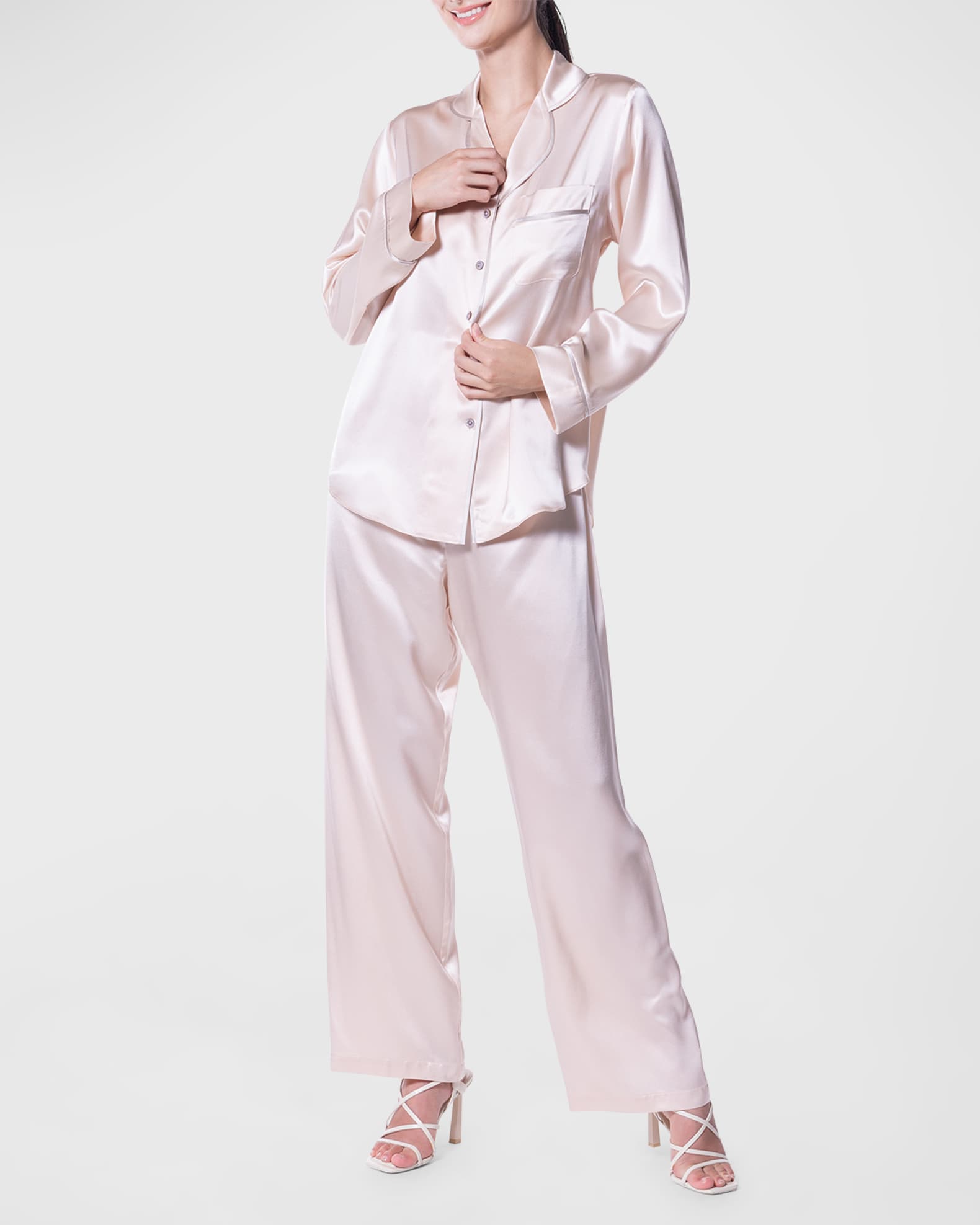 Christine Lingerie Spa Silk Satin Pajama Set | Neiman Marcus