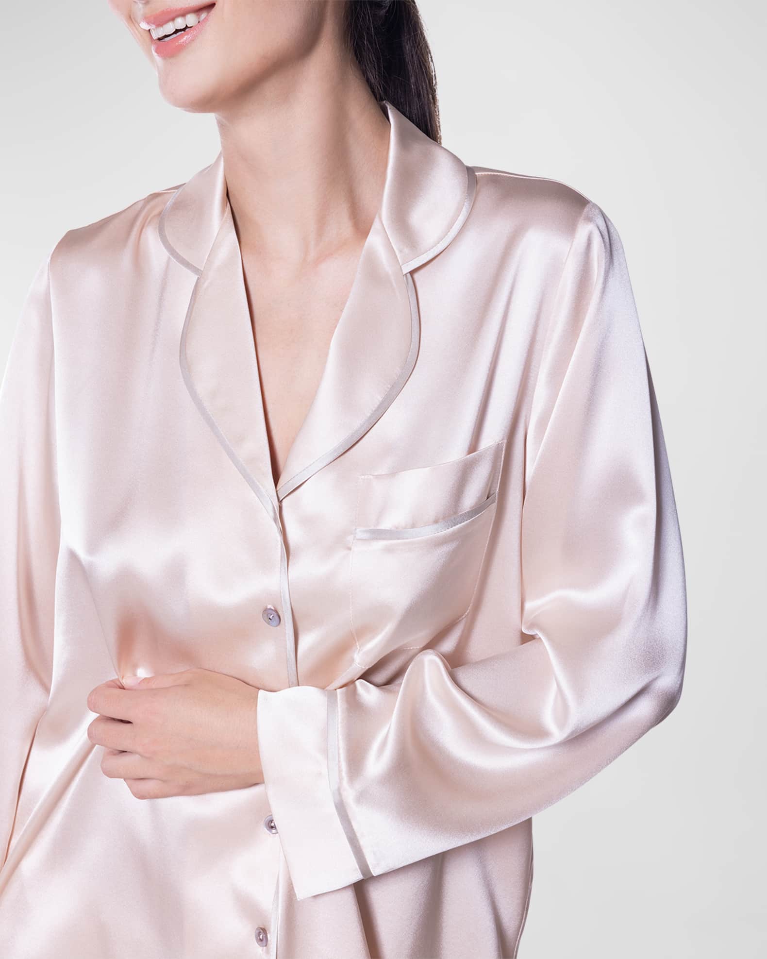 Christine Lingerie Spa Silk Satin Pajama Set | Neiman Marcus