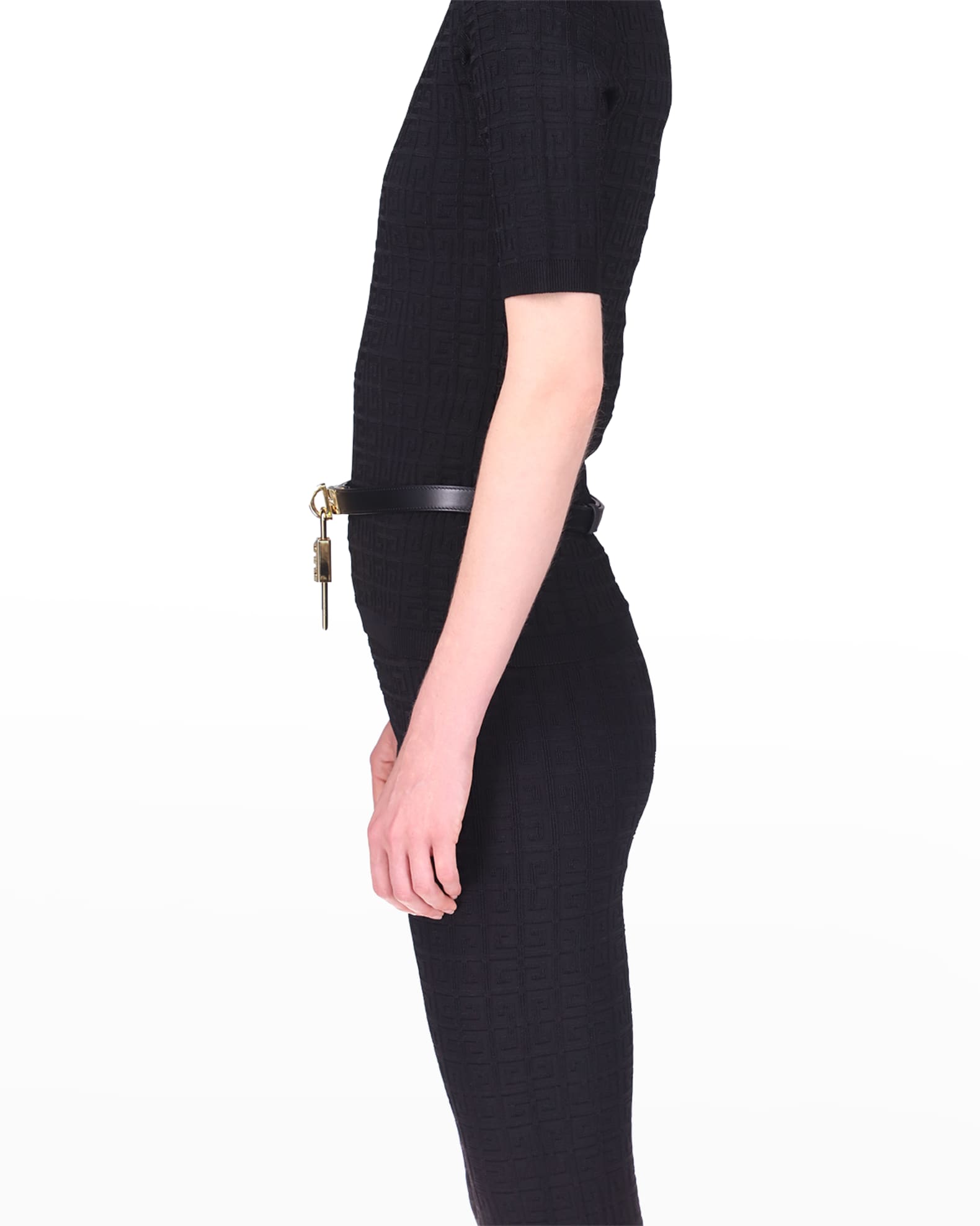 Givenchy Padlock Turn-Lock Leather Skinny Belt | Neiman Marcus