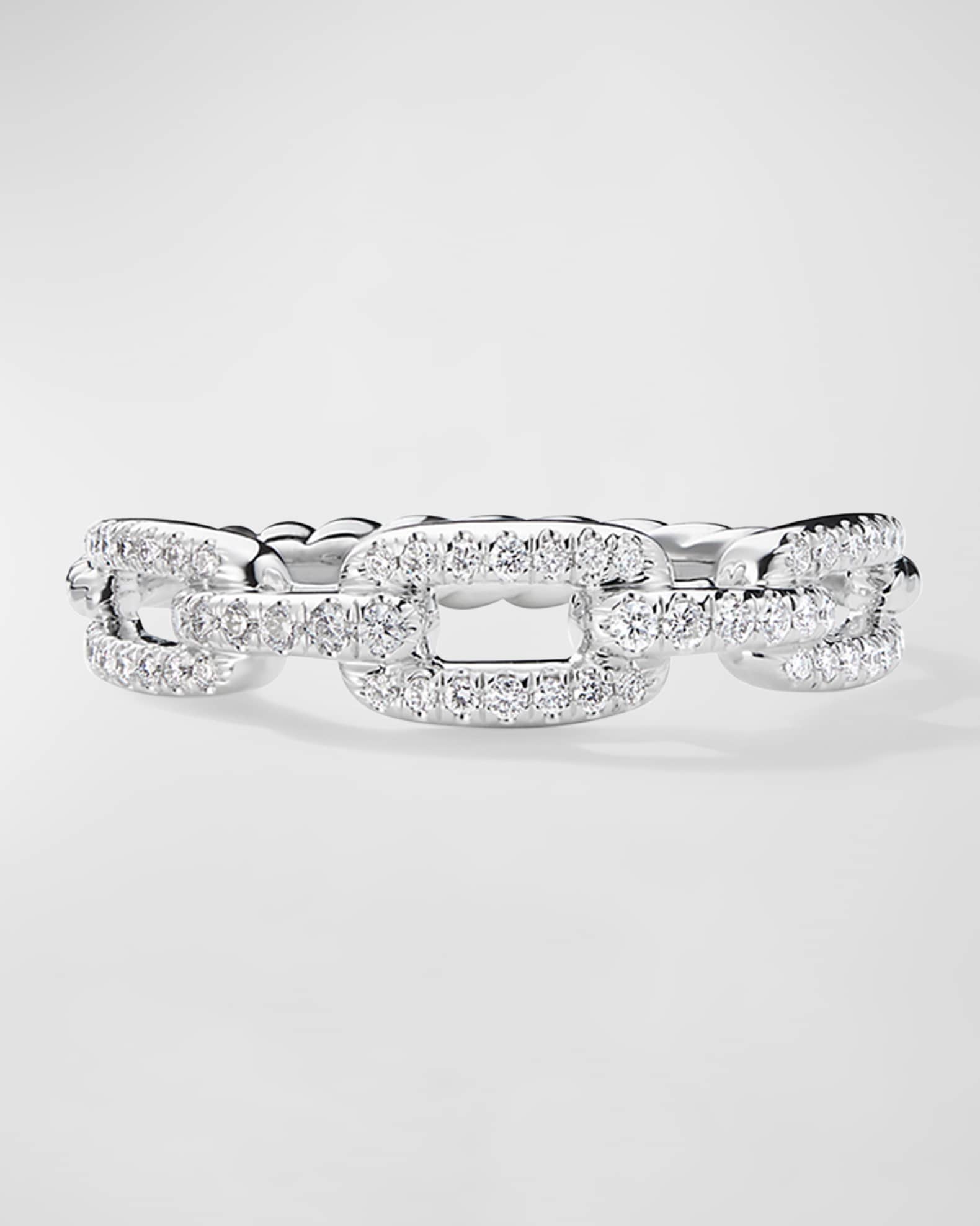 4.5mm Stax Chain Link Rings with Diamonds and 18k White Gold | Neiman ...
