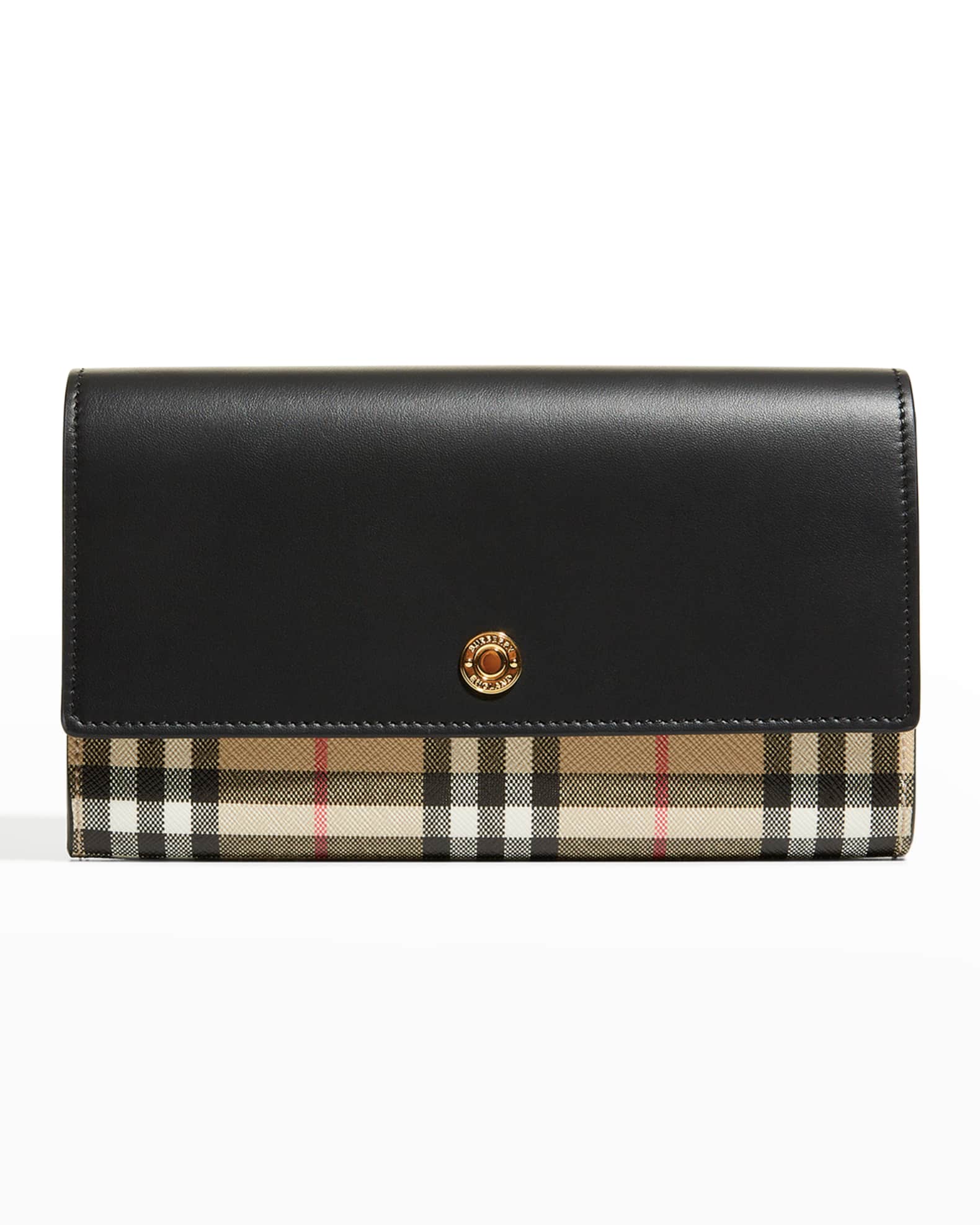 Burberry Hannah Check Leather Crossbody Wallet | Neiman Marcus