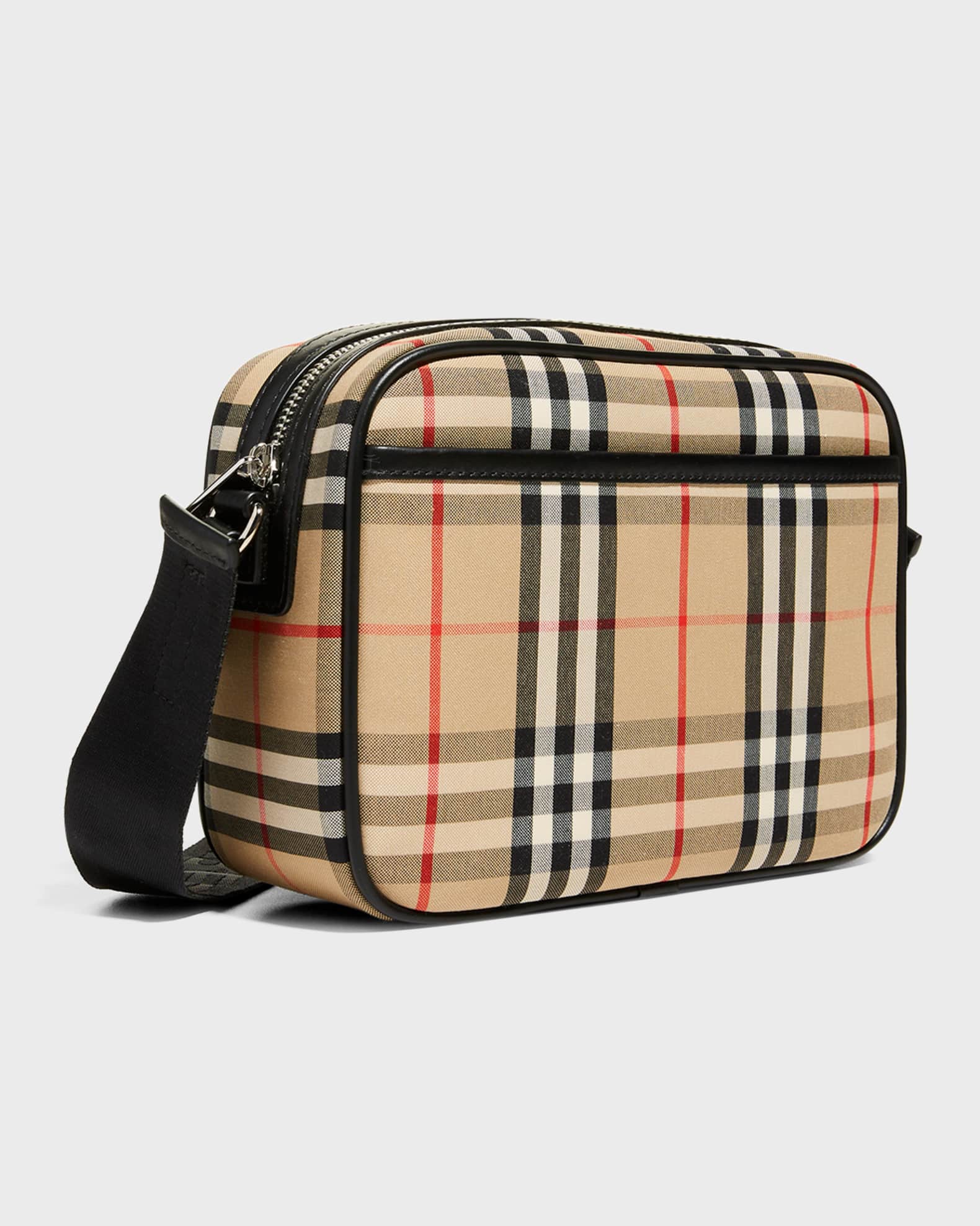 Burberry Men's Vintage Check Leather Crossbody Bag | Neiman Marcus