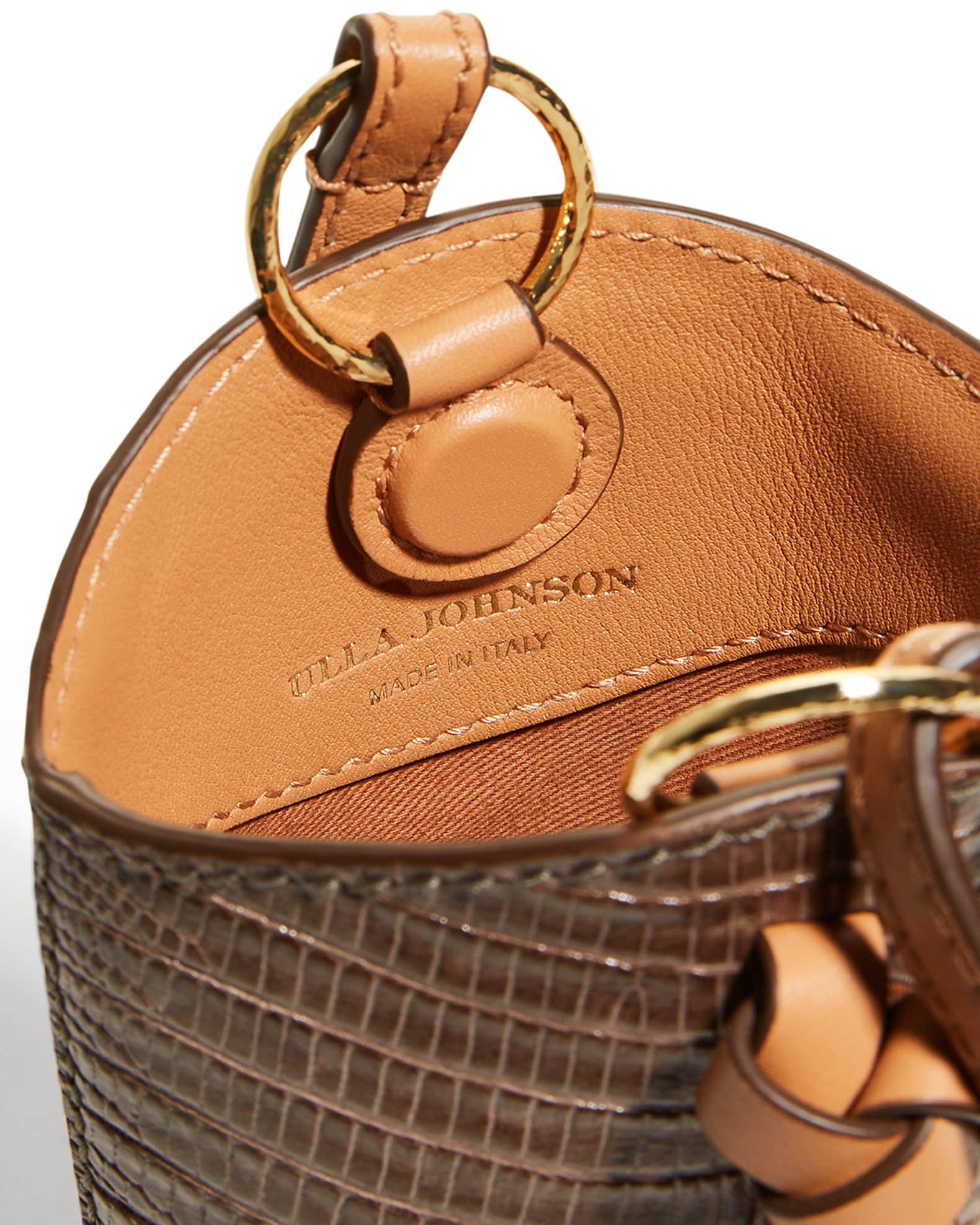 Ulla Johnson Lizard-Embossed Leather Pouch Crossbody Bag | Neiman Marcus