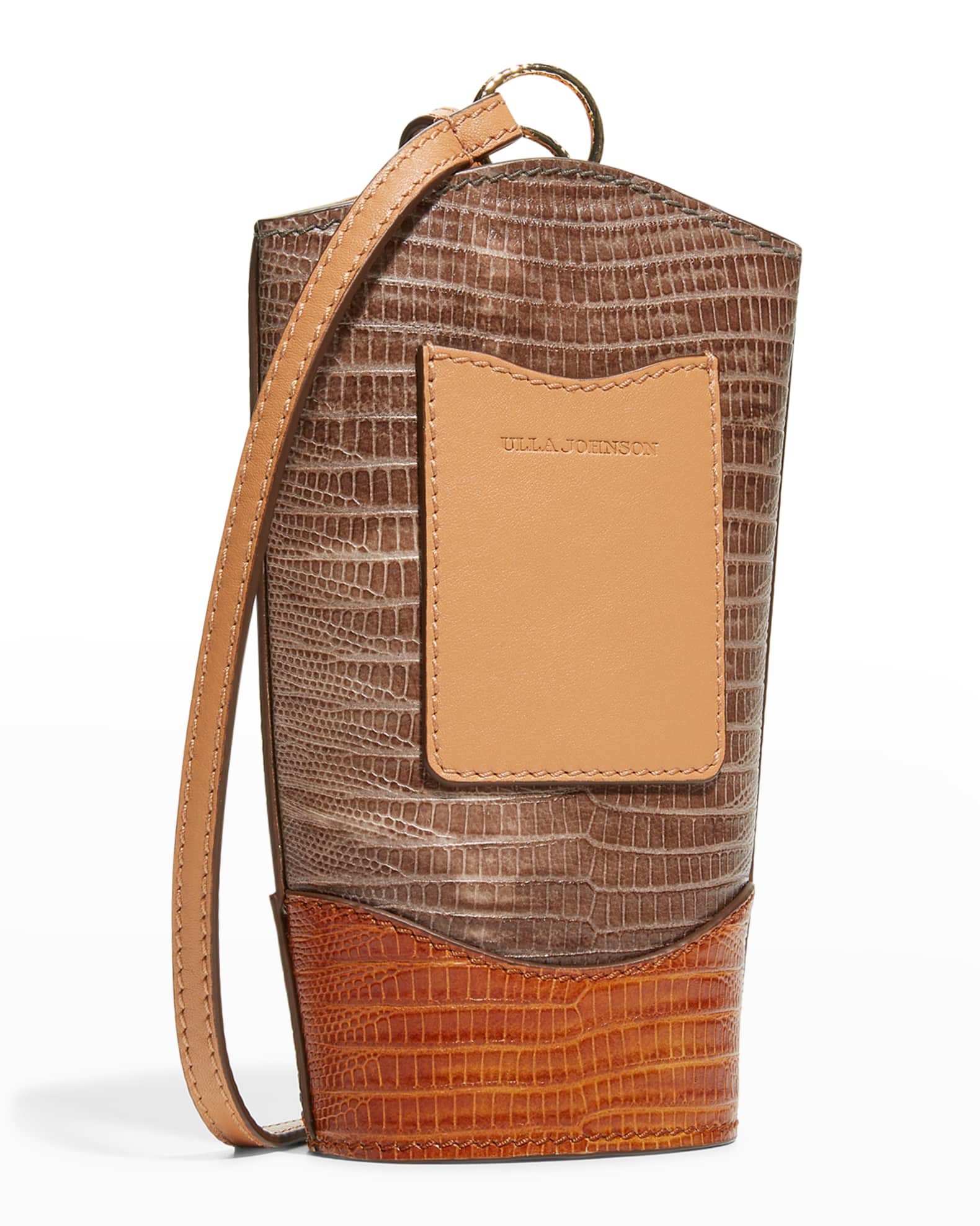 Ulla Johnson Lizard-Embossed Leather Pouch Crossbody Bag | Neiman Marcus