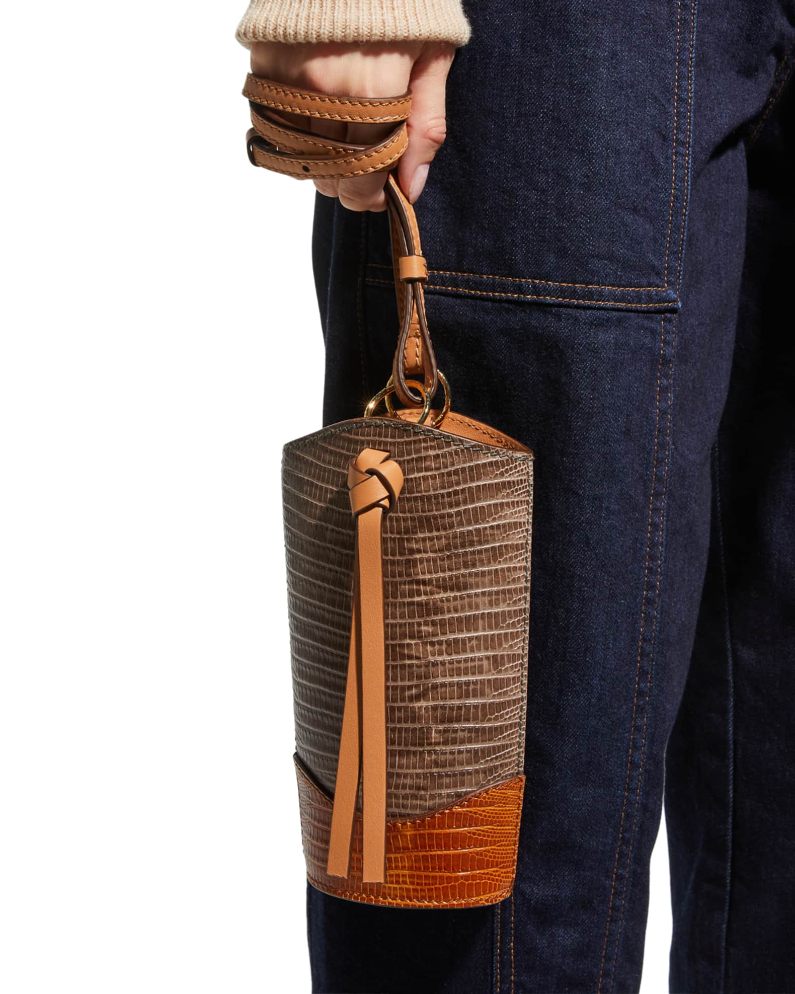 Ulla Johnson Lizard-Embossed Leather Pouch Crossbody Bag | Neiman Marcus