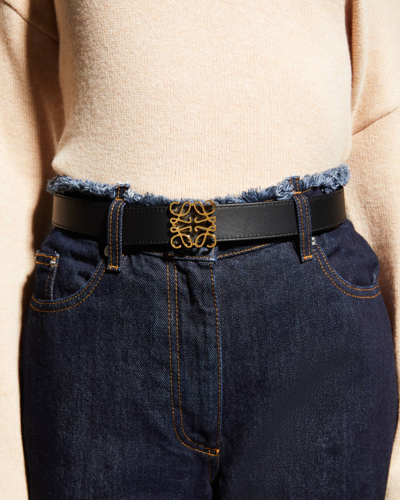 Loewe Reversible Anagram Leather Belt | Neiman Marcus