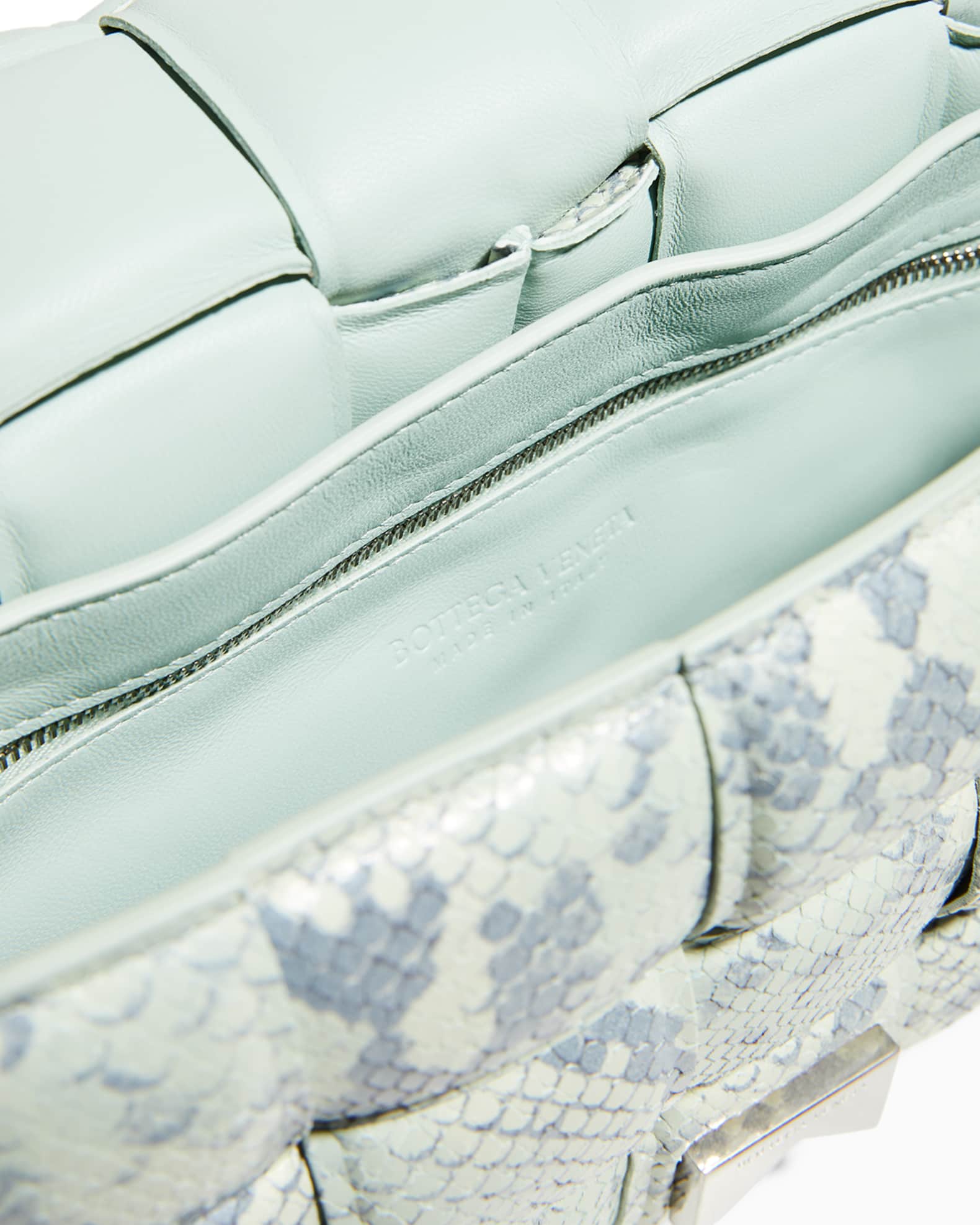 Bottega Veneta Padded Cassette Intreccio Python-Print Shoulder Bag ...