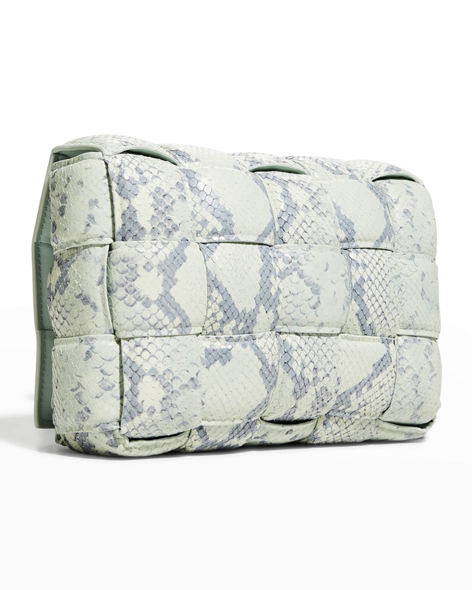 Bottega Veneta Padded Cassette Intreccio Python-Print Shoulder Bag ...