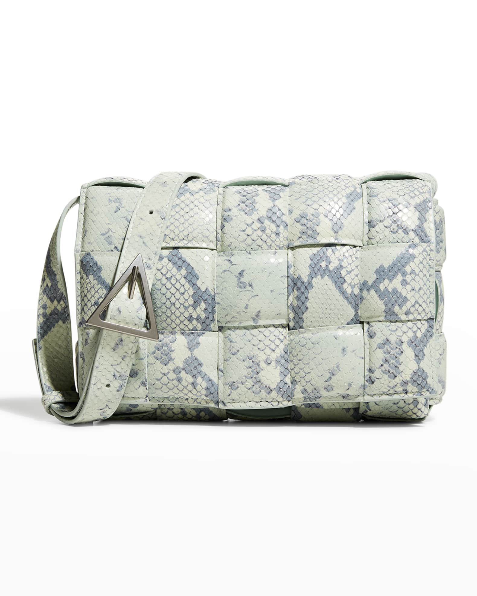 Bottega Veneta Padded Cassette Intreccio Python-Print Shoulder Bag | Neiman Marcus