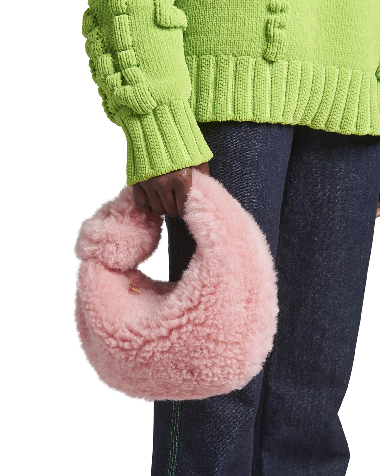 Bottega Veneta Jodie Mini Shearling Hobo Bag | Neiman Marcus