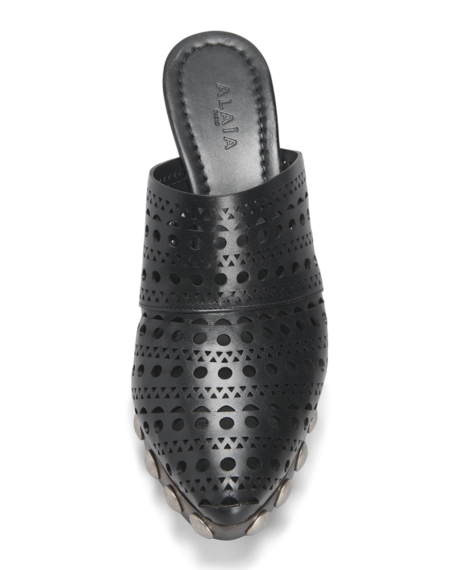 ALAIA Le Sabot Perforated Leather Mule Clogs | Neiman Marcus